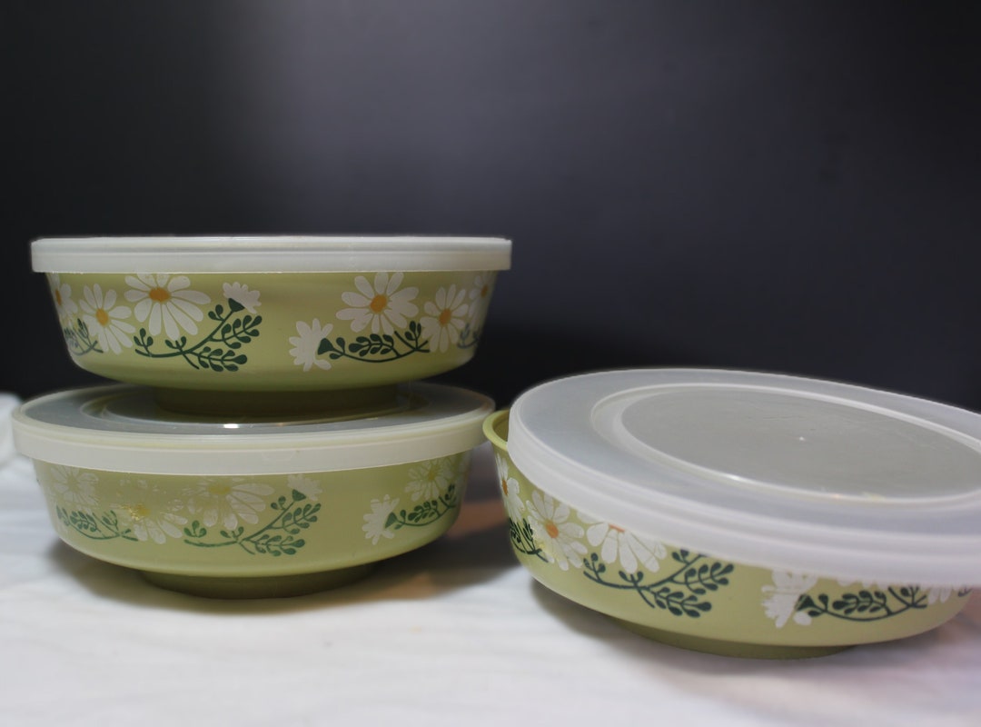 Set of 3 Chiffonware Chiffon Margarine Tubs With Lids Ft. Daisies ...