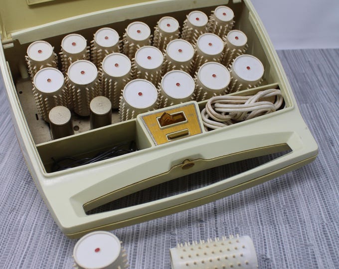 Vintage Lady Sunbeam Heated Hair Curlers Set - 20 Heated Hair Curlers ...