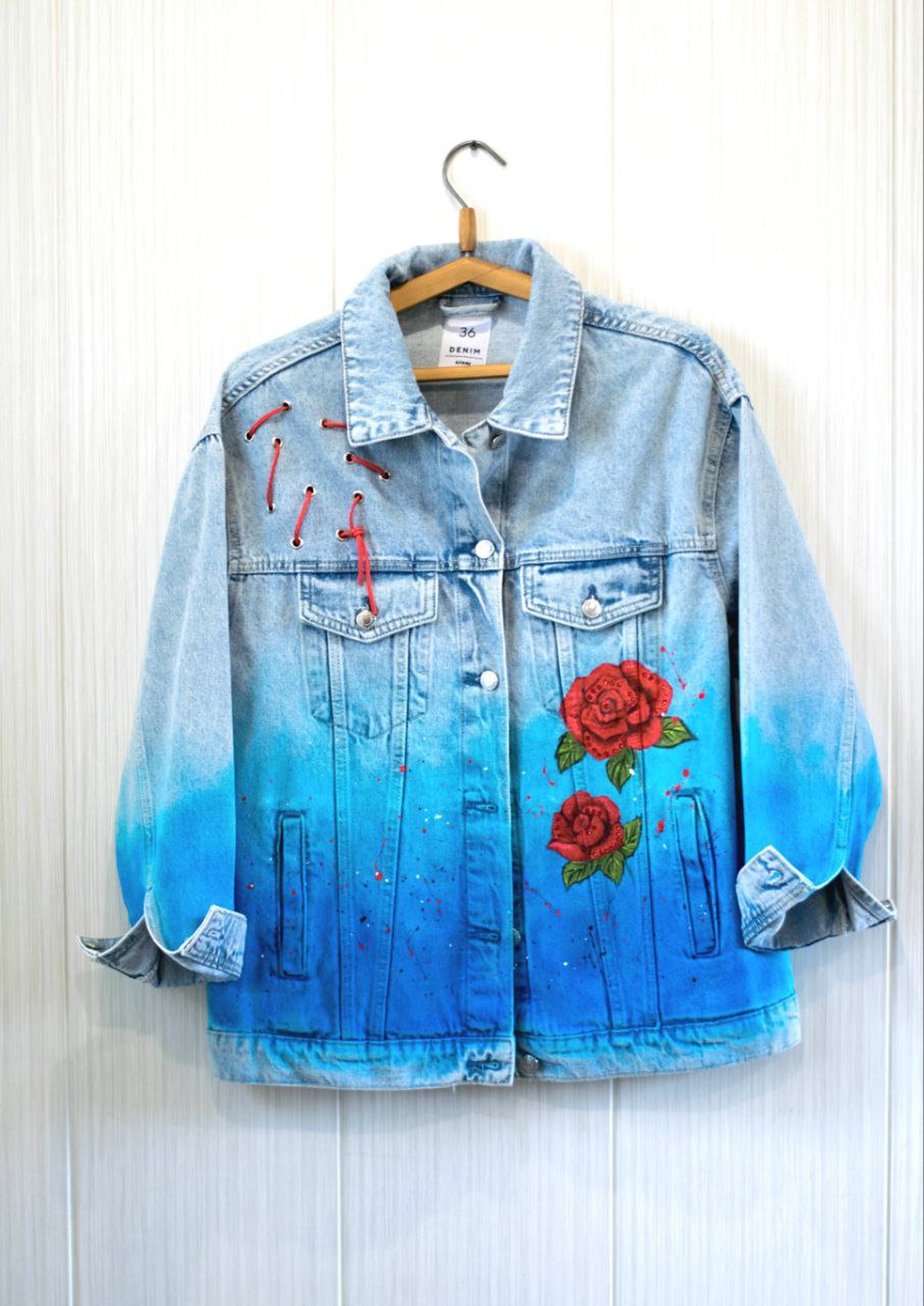 Hand Painted Denim Jacket, Girl Flower Jacket Painting - Personalized ...