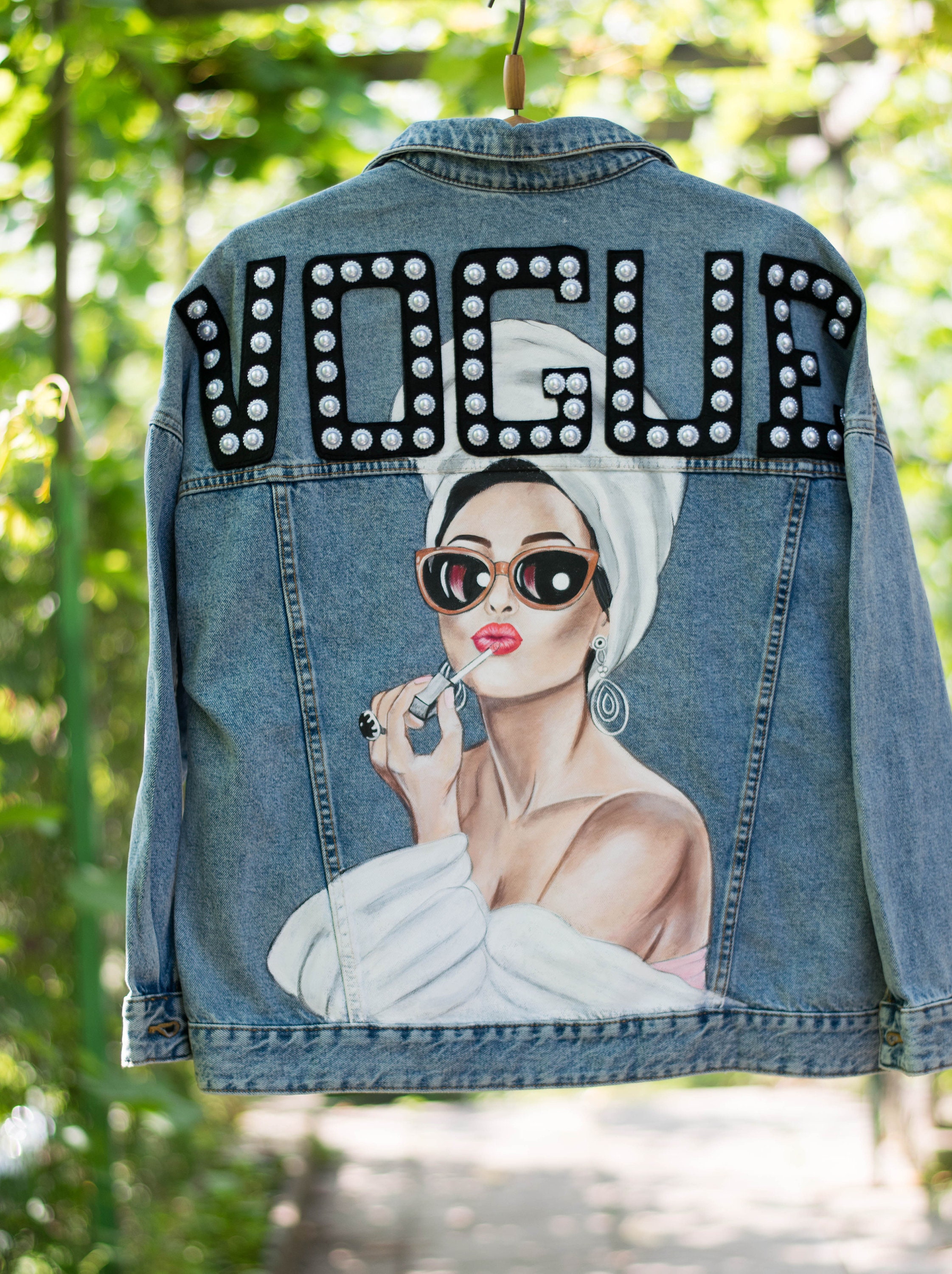 Custom Hand Painted Denim Jacket With Fashion Girl, Personalized Denim ...