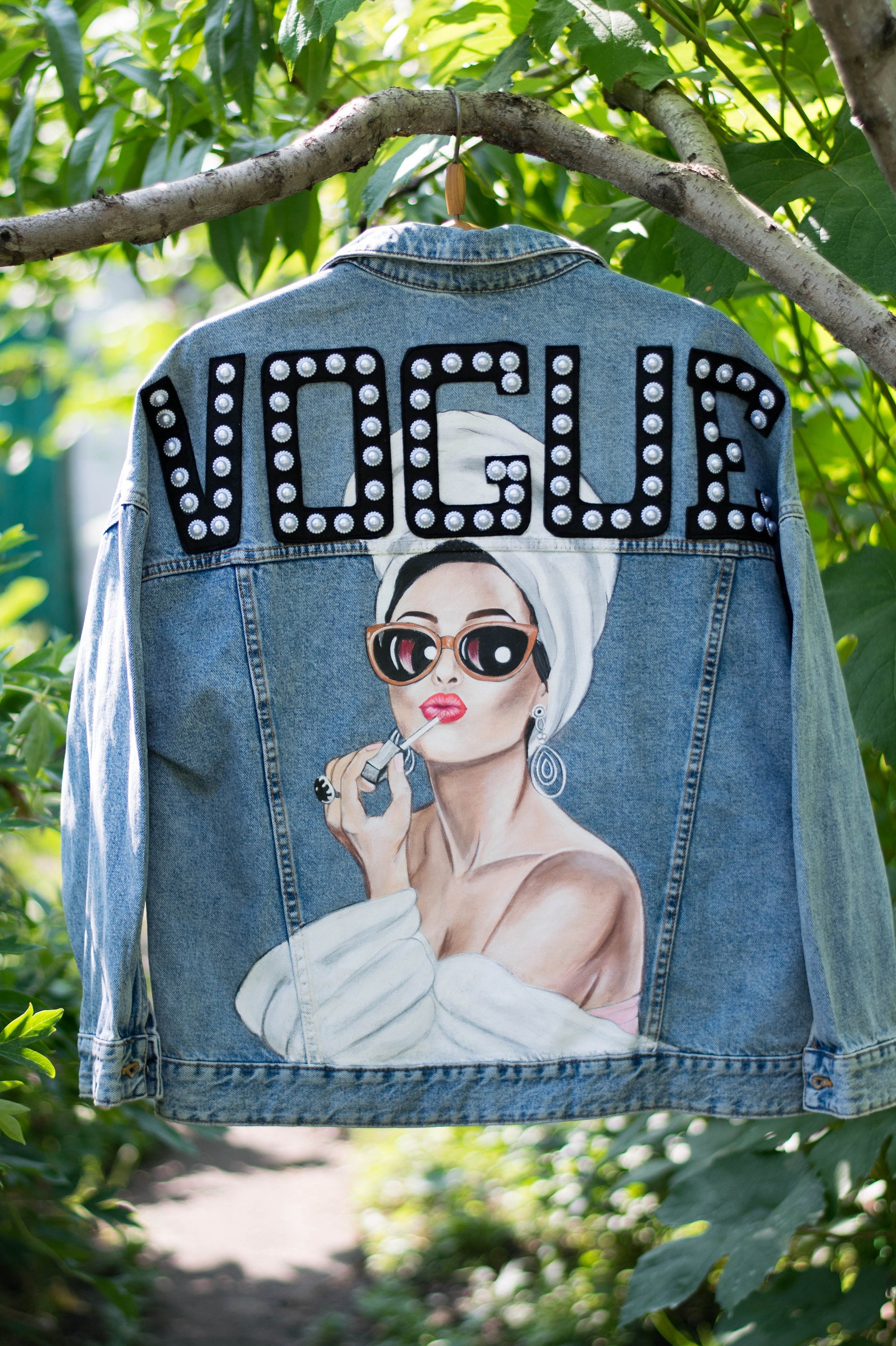 Custom Hand Painted Denim Jacket With Fashion Girl, Personalized Denim ...