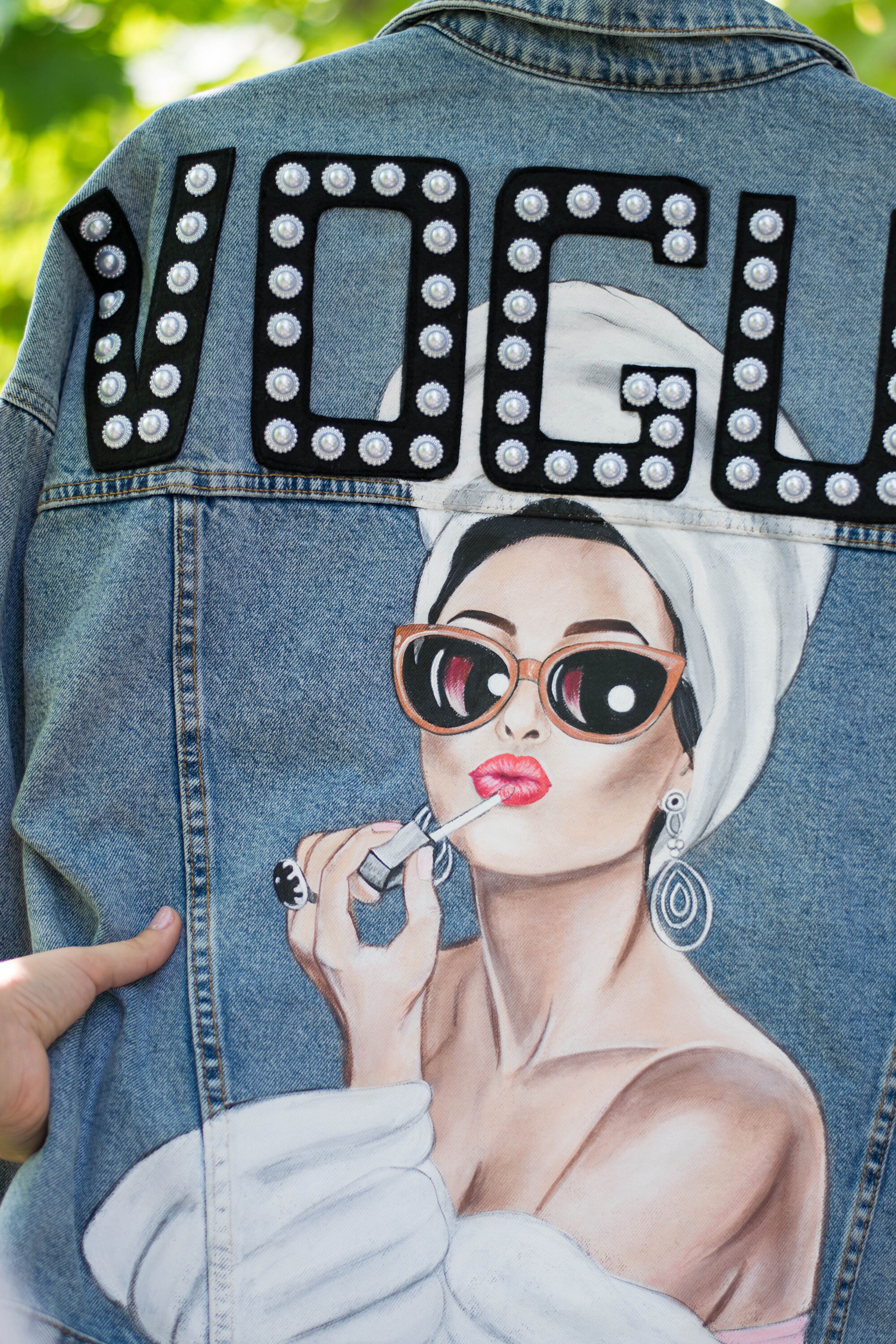 Custom Hand Painted Denim Jacket With Fashion Girl, Personalized Denim ...