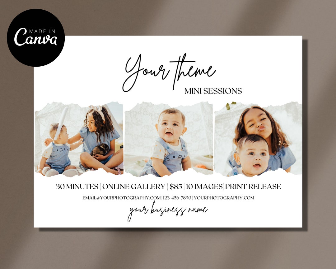 Mini Session Template, Canva, Mini Session Marketing, Photography ...