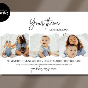 Mini Session Template, Canva, Mini Session Marketing, Photography ...