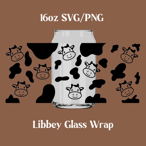 16oz Cow Head Libbey Glass Can Svg Cow Glass Can Wrap Svg - Etsy