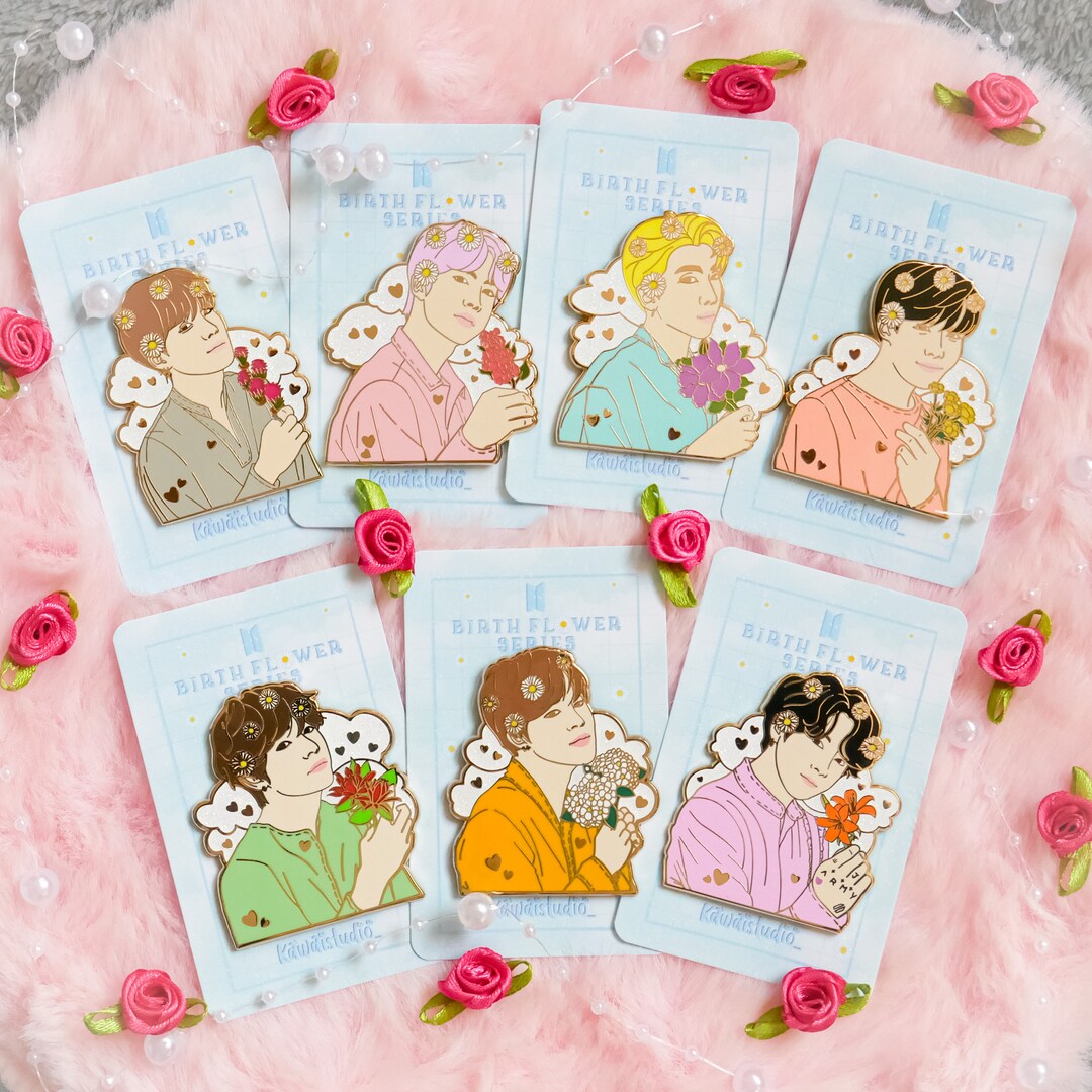 BTS Pin Birth Flower Enamel Lapel Pin Bangtan BTS Accessories Kpop for ...