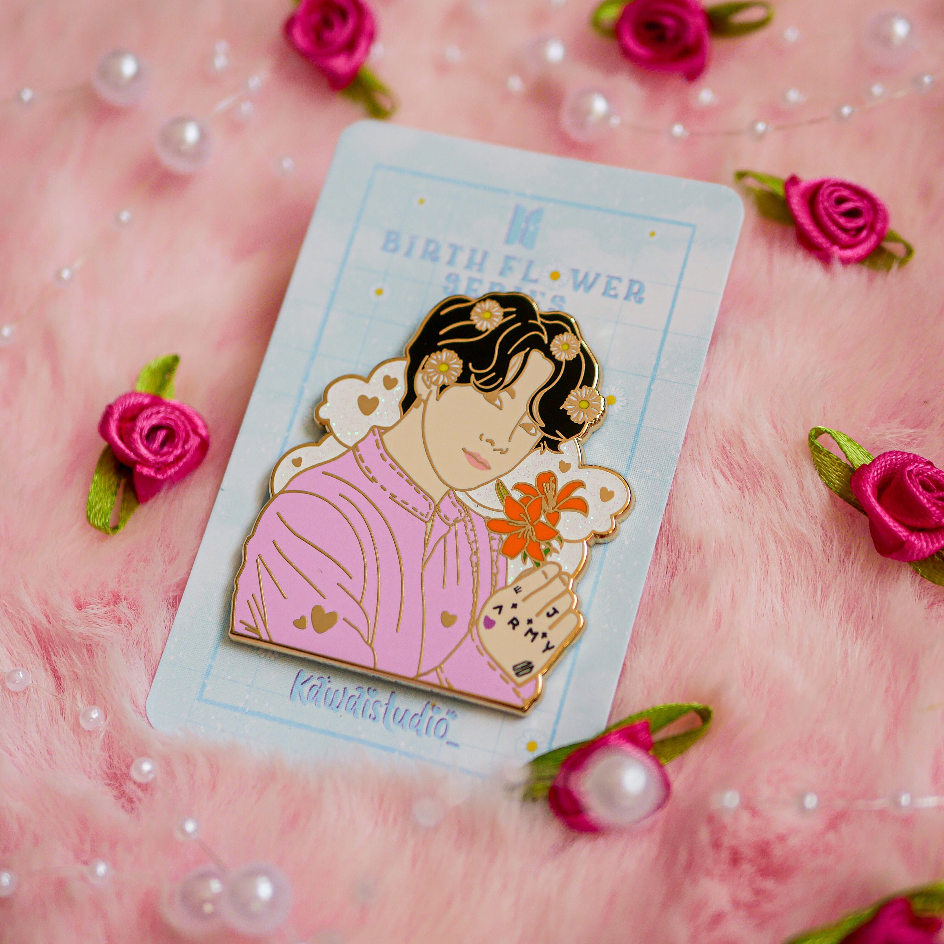 BTS Pin Birth Flower Enamel Lapel Pin Bangtan BTS Accessories | Etsy