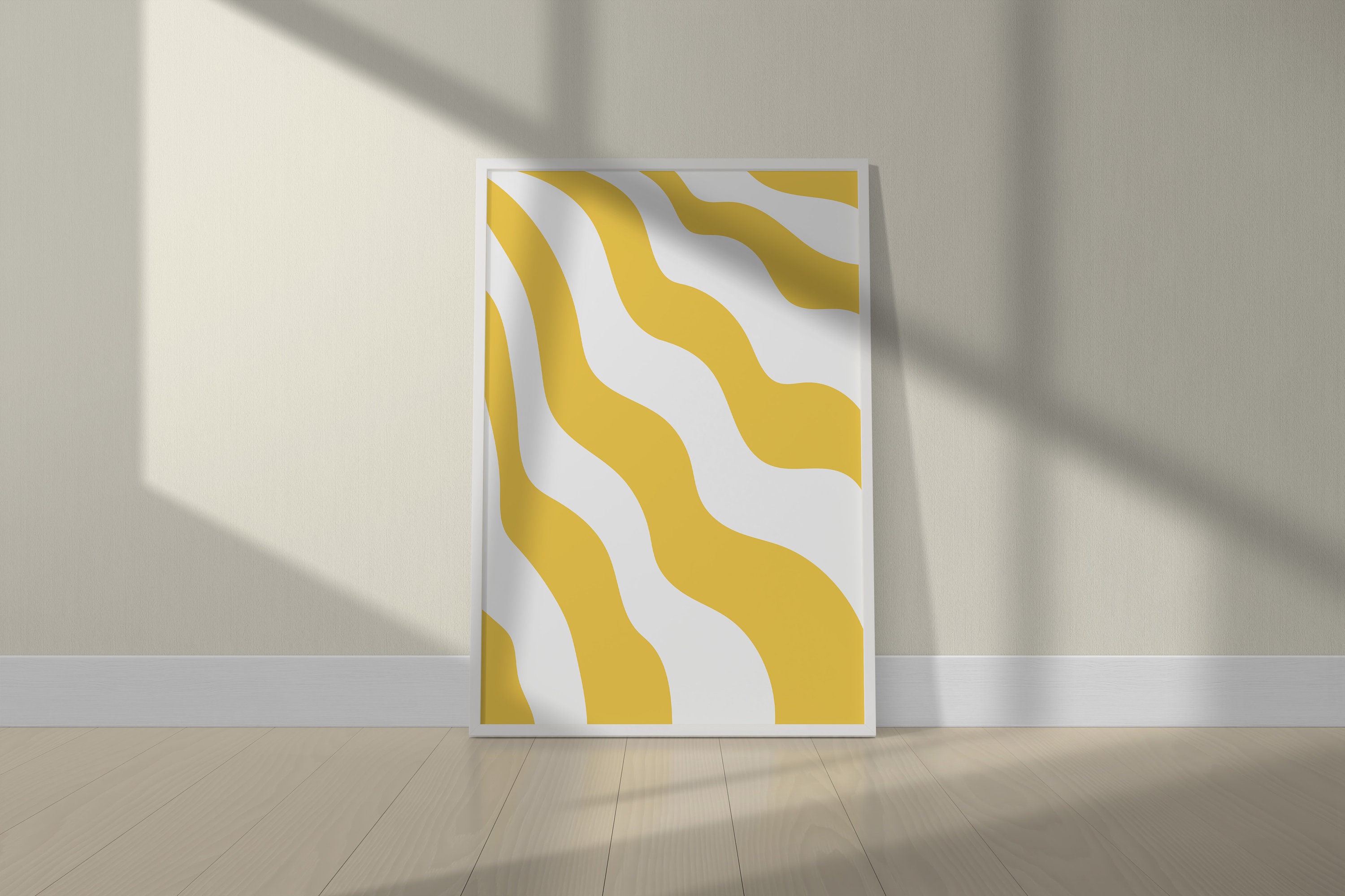Wave Poster Mustard Yellow Art Wave Beach Line Art Mustard - Etsy
