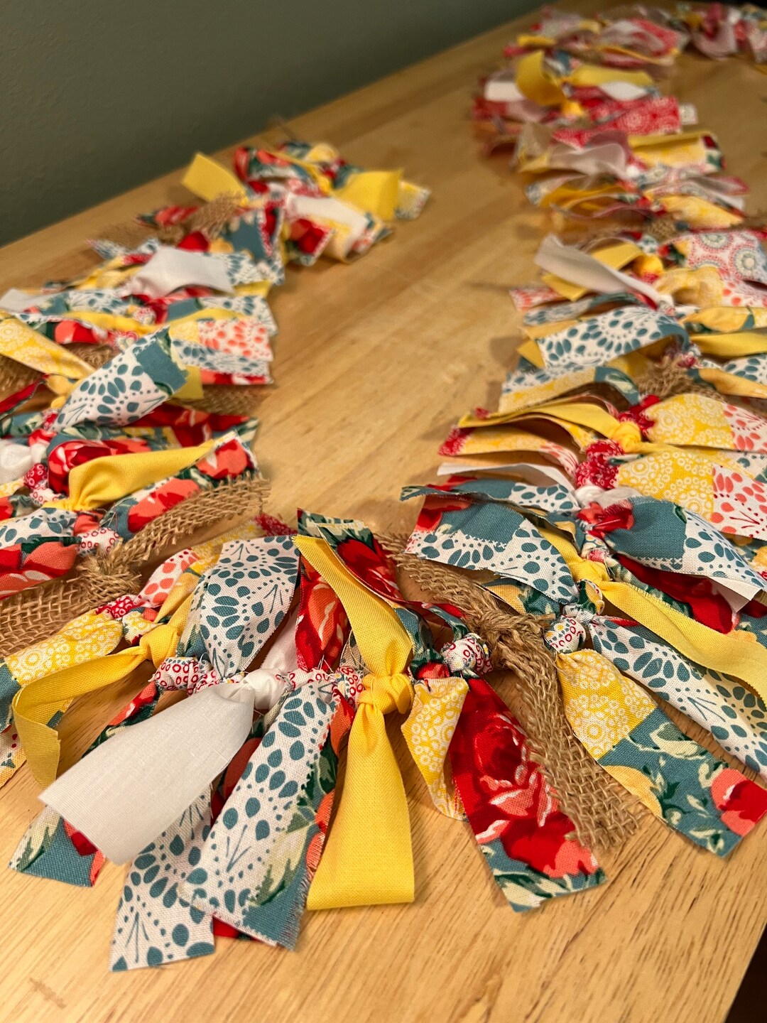Vintage Floral Rag Garland, Farmhouse Decor, Mantel Decor, Primitive ...