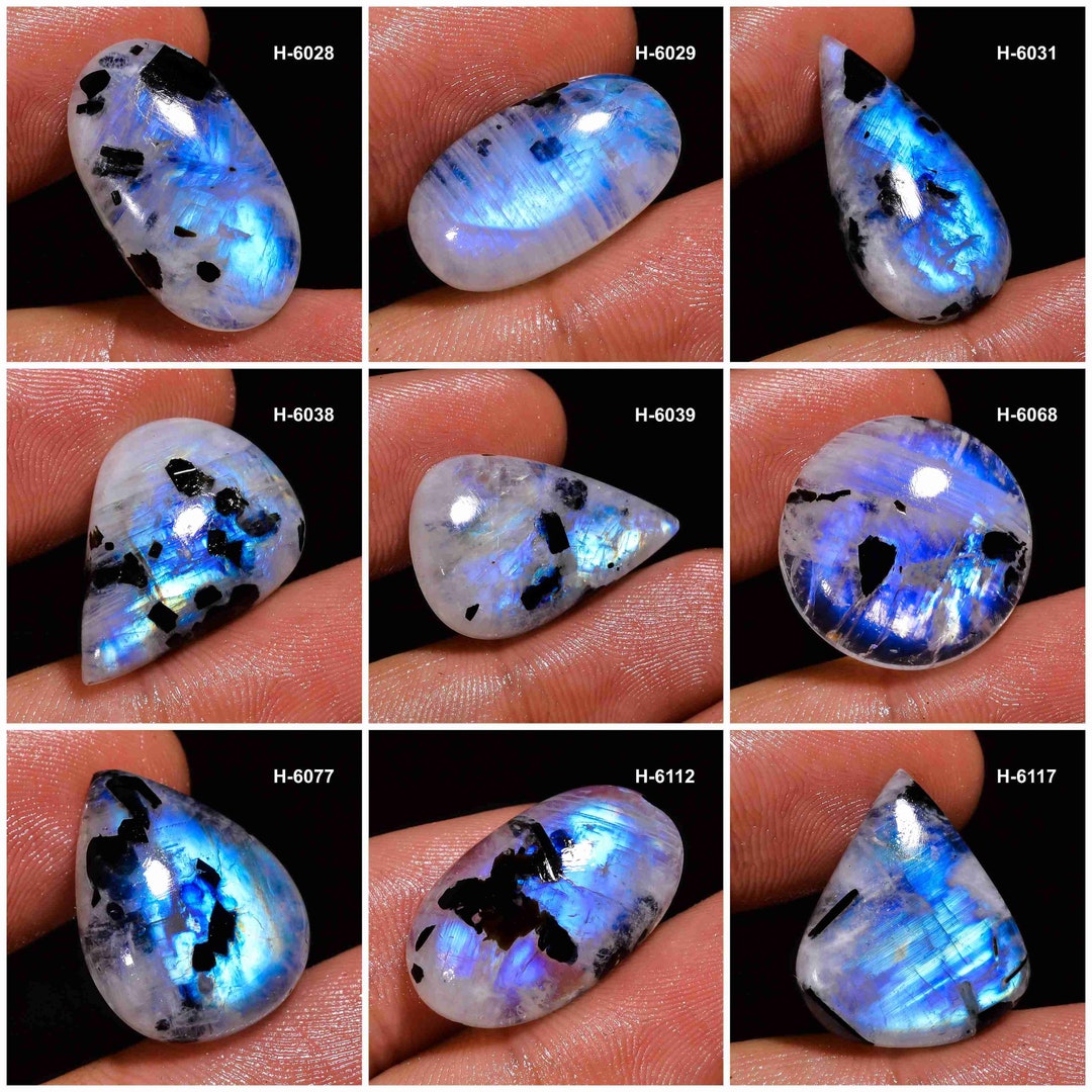 Splendid Rainbow Moonstone With Tourmaline Top Grade Quality 100% ...