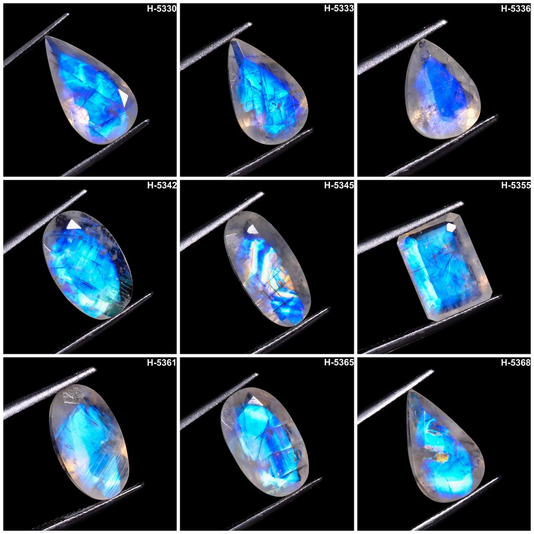 Attractive Rainbow Moonstone Faceted Cut Stone Top Grade Quality 100% ...