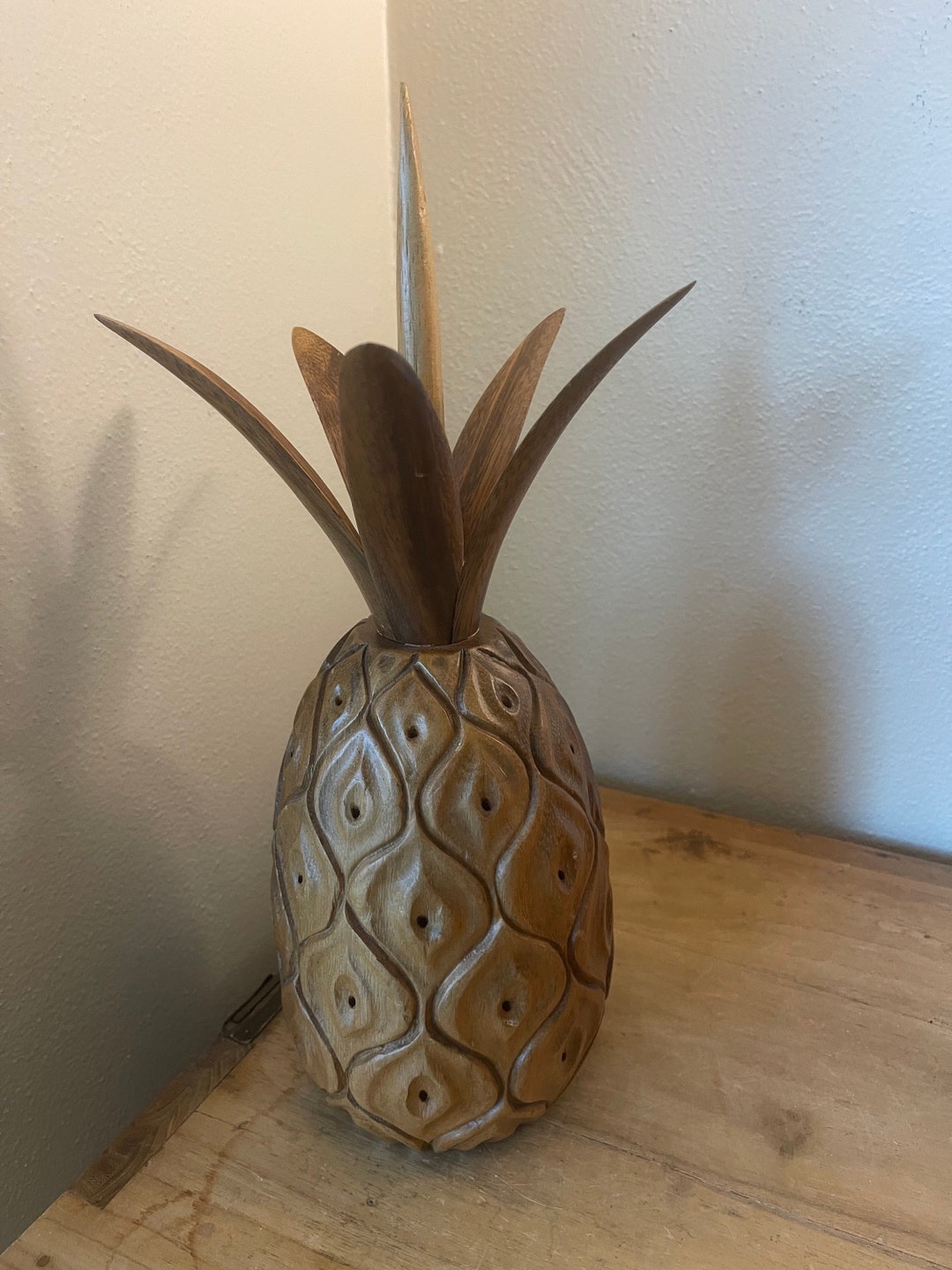 Vintage Handmade Wood Pineapple Toothpick Holder | Large Size - Etsy