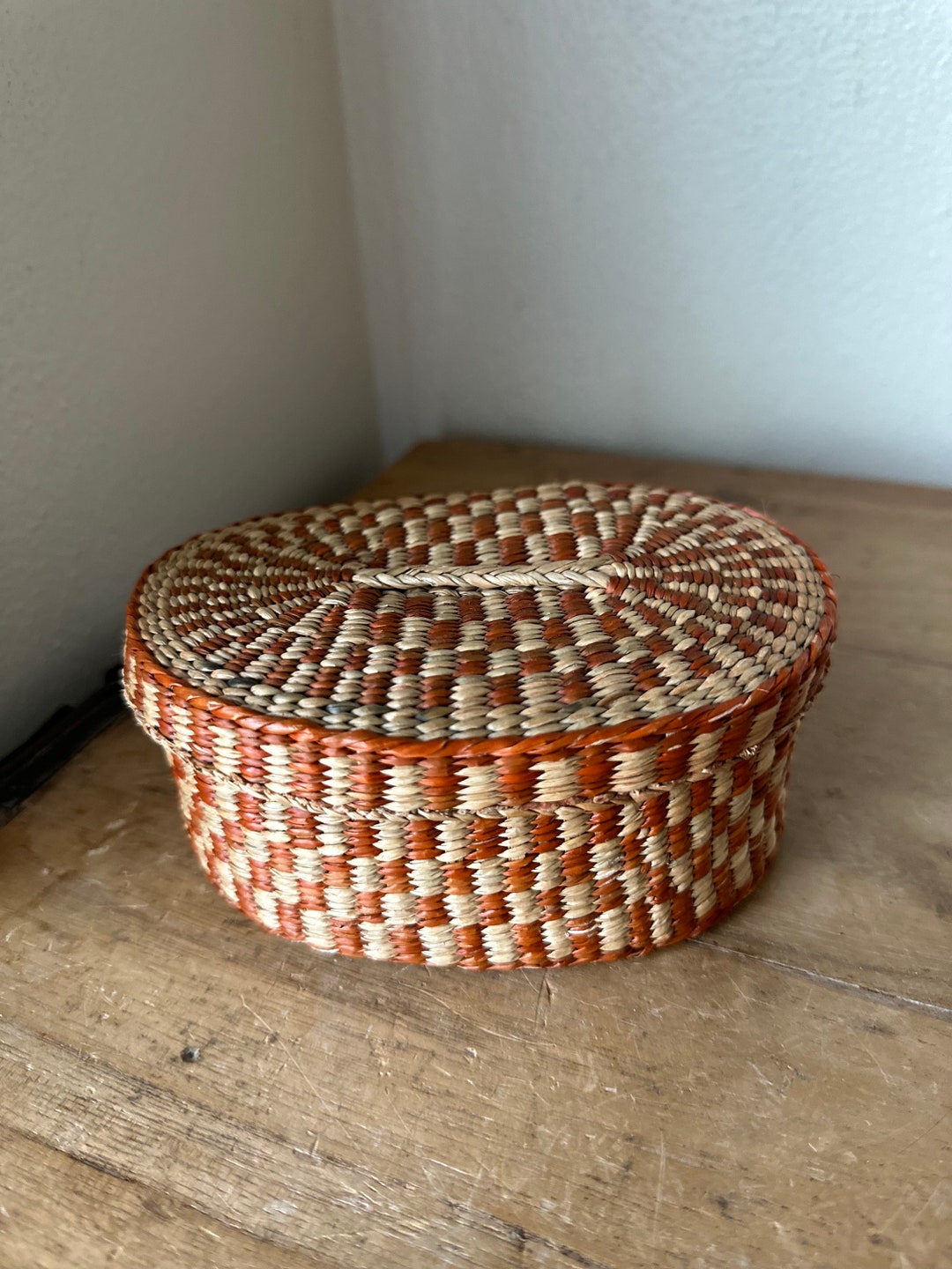 Vintage Handmade Sweet Grass Basket With Lid | Small Size - Etsy