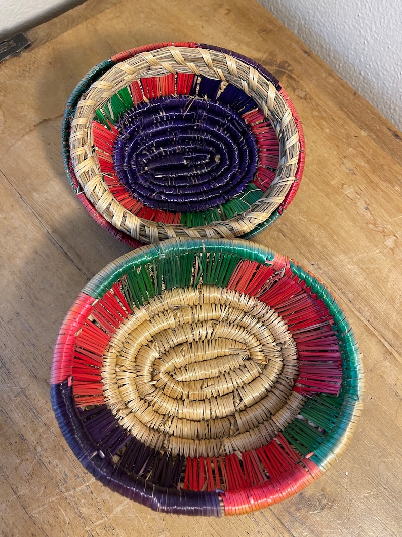 Vintage Boho African Small Basket With Lid Colorful Design | Handmade ...