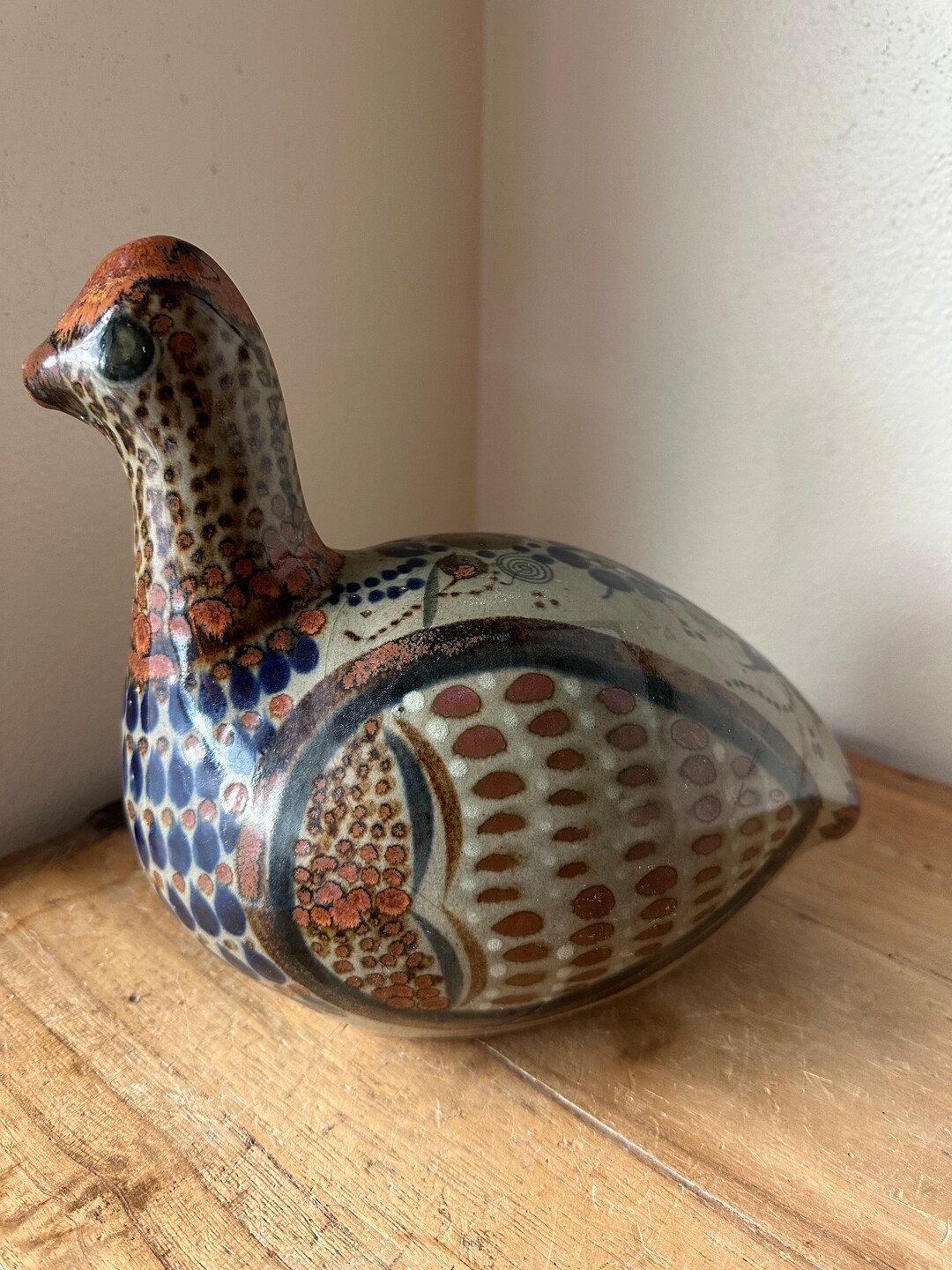 Vintage Tonala Mexican Pottery Quail Bird Hand Painted & Handmade ...