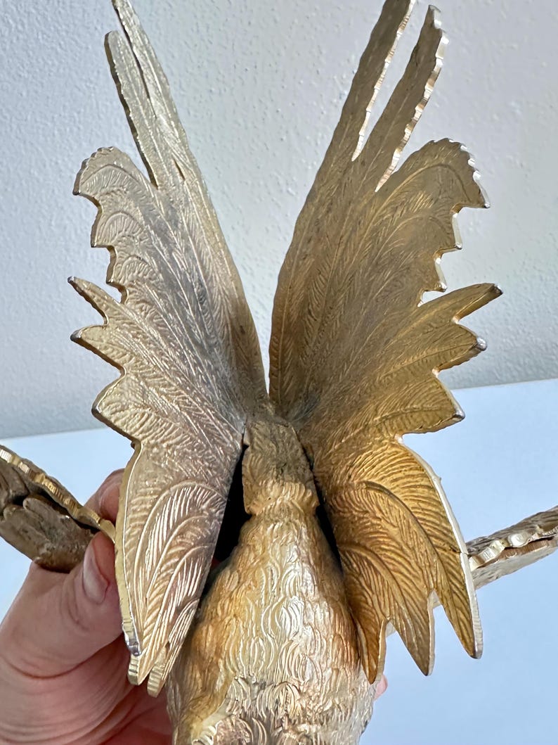 Vintage MCM Mid-century Solid Brass Fighting Rooster - Etsy
