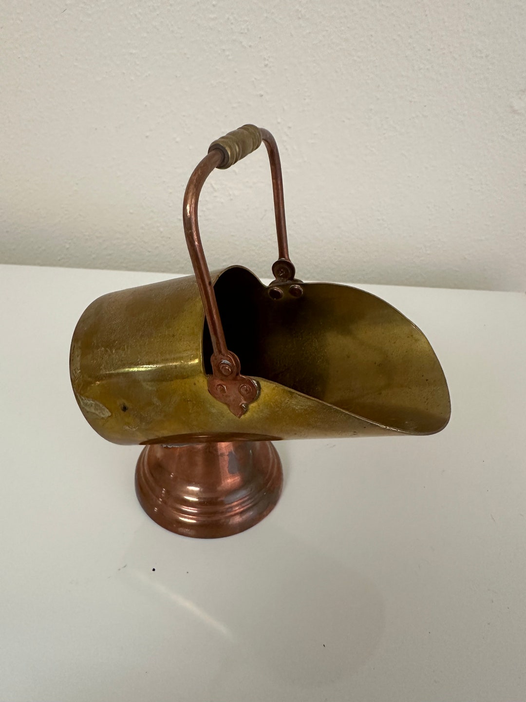 Vintage Brass & Copper MINI Coal Scuttle Bucket Dish Bowl Tabletop ...