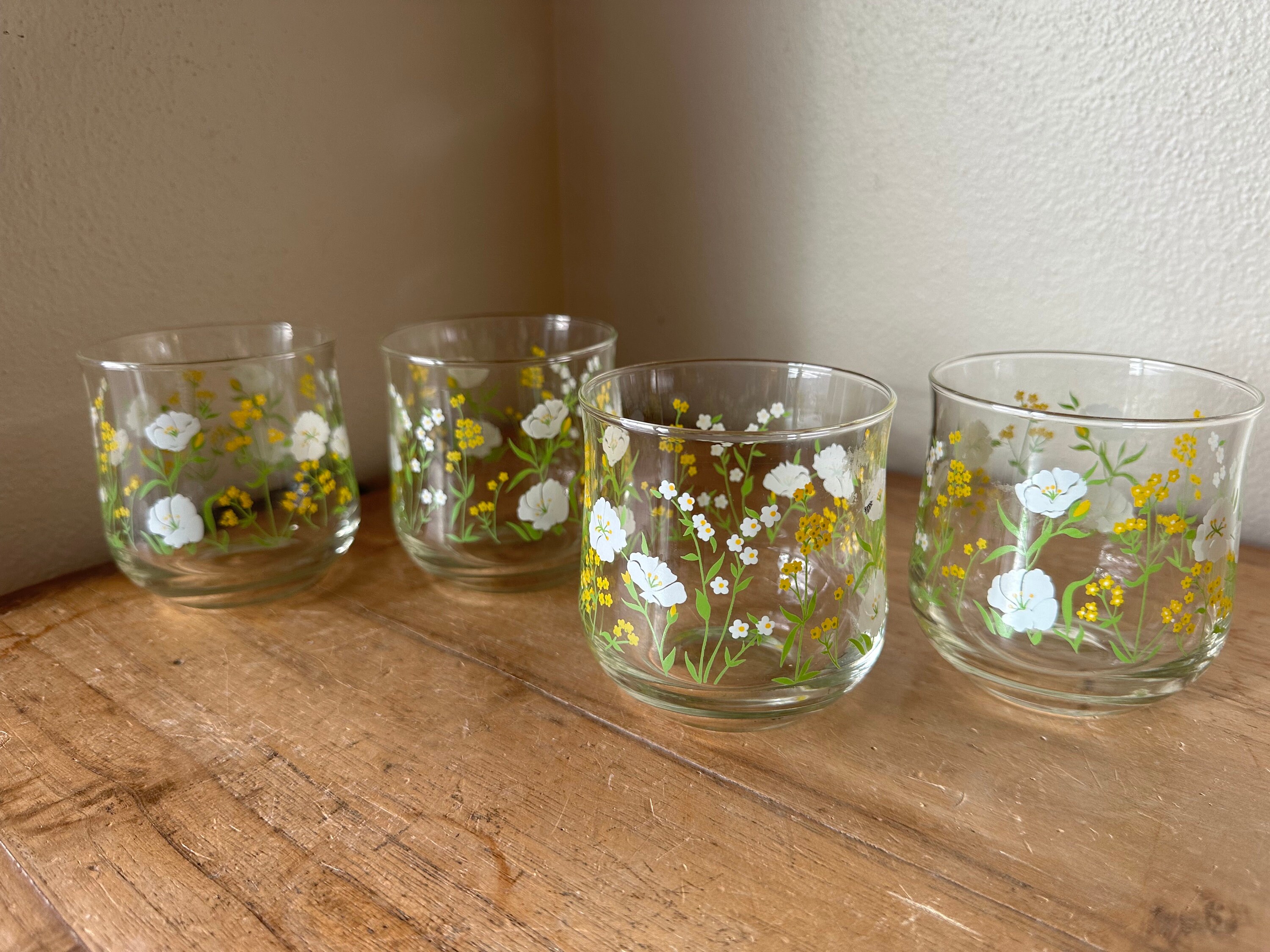 Vintage Luminarc Wildflower Printed Juice or Water Glasses Set of 4 - Etsy