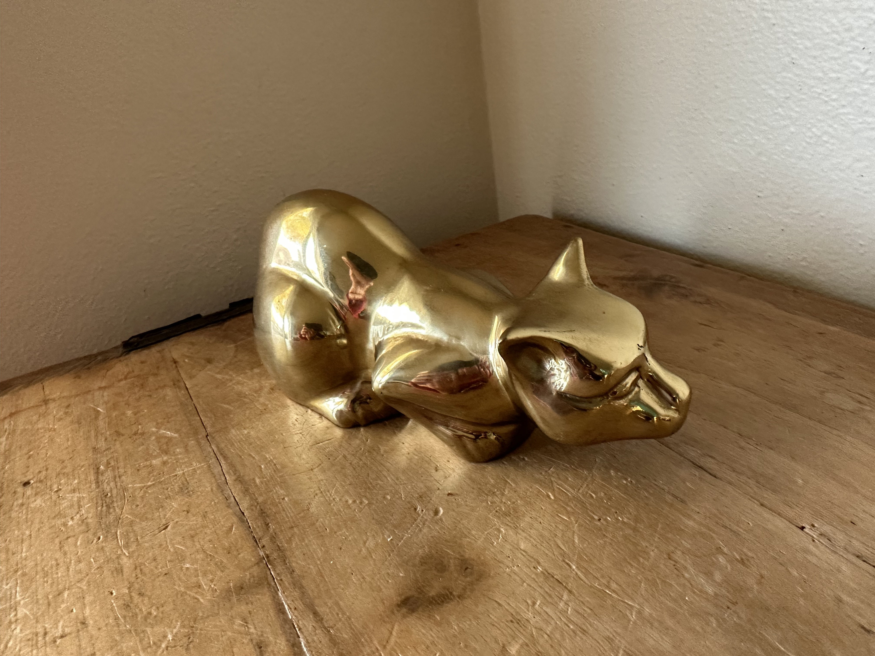 Vintage Brass Cat Figurine Medium Size - Etsy