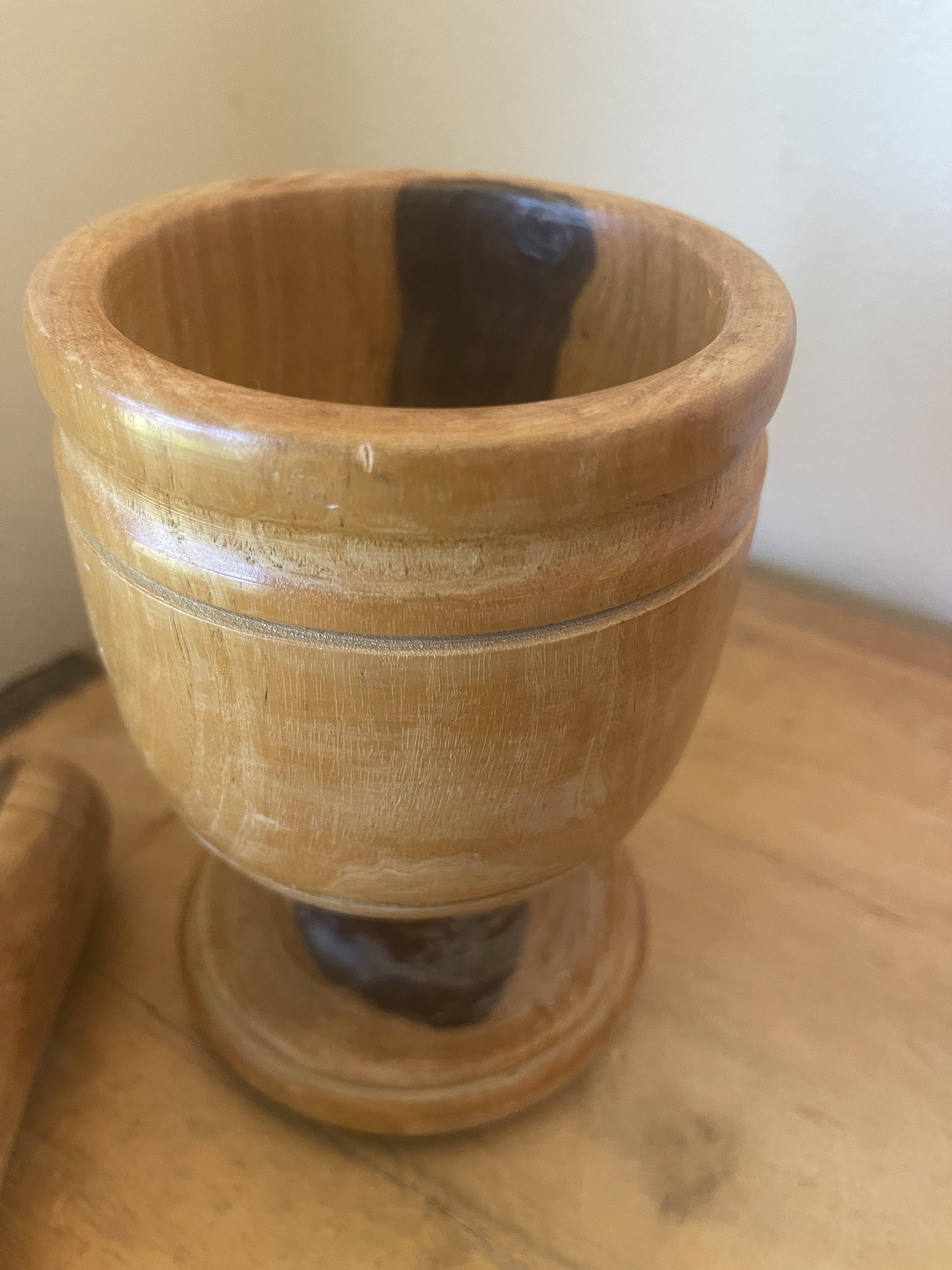 Vintage Rustic Wood Pestle & Mortar - Etsy