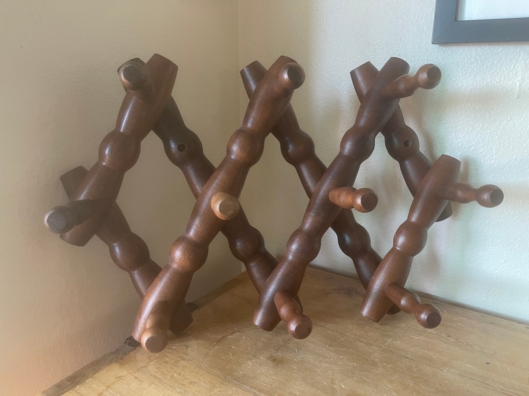 Vintage Chunky Wooden Accordion Peg Rack Cottagecore - Etsy