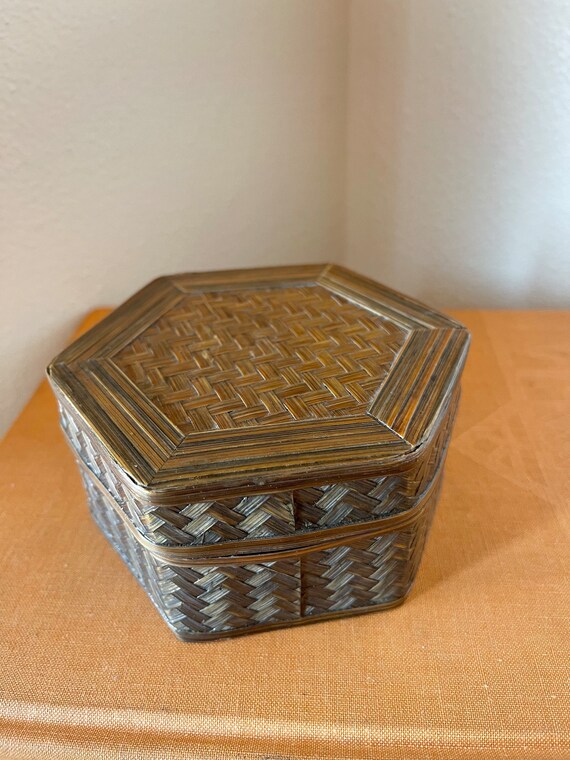Vintage Boho Handwoven Rattan Box | Small - Gem