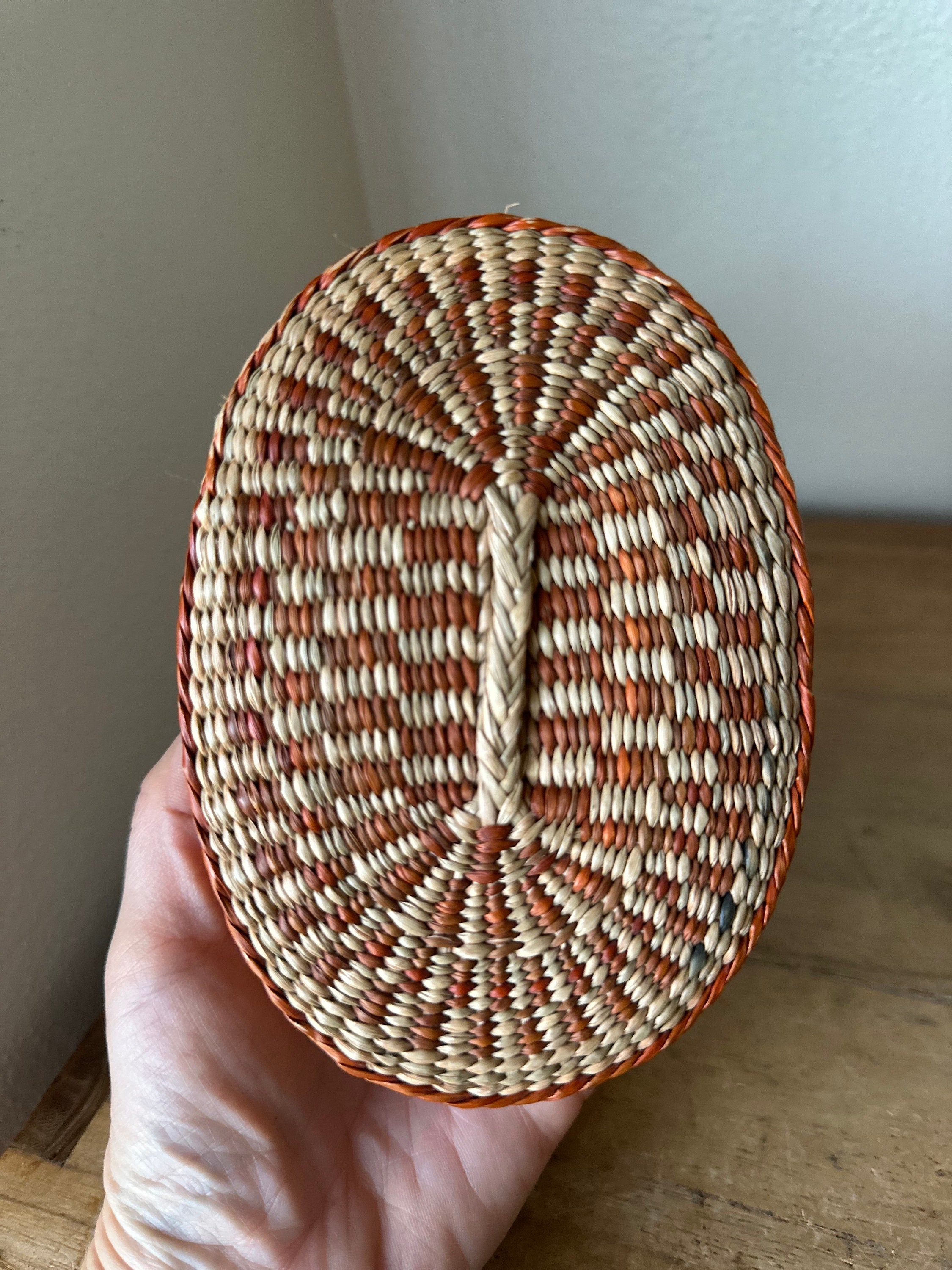 Vintage Handmade Sweet Grass Basket With Lid Small Size - Etsy