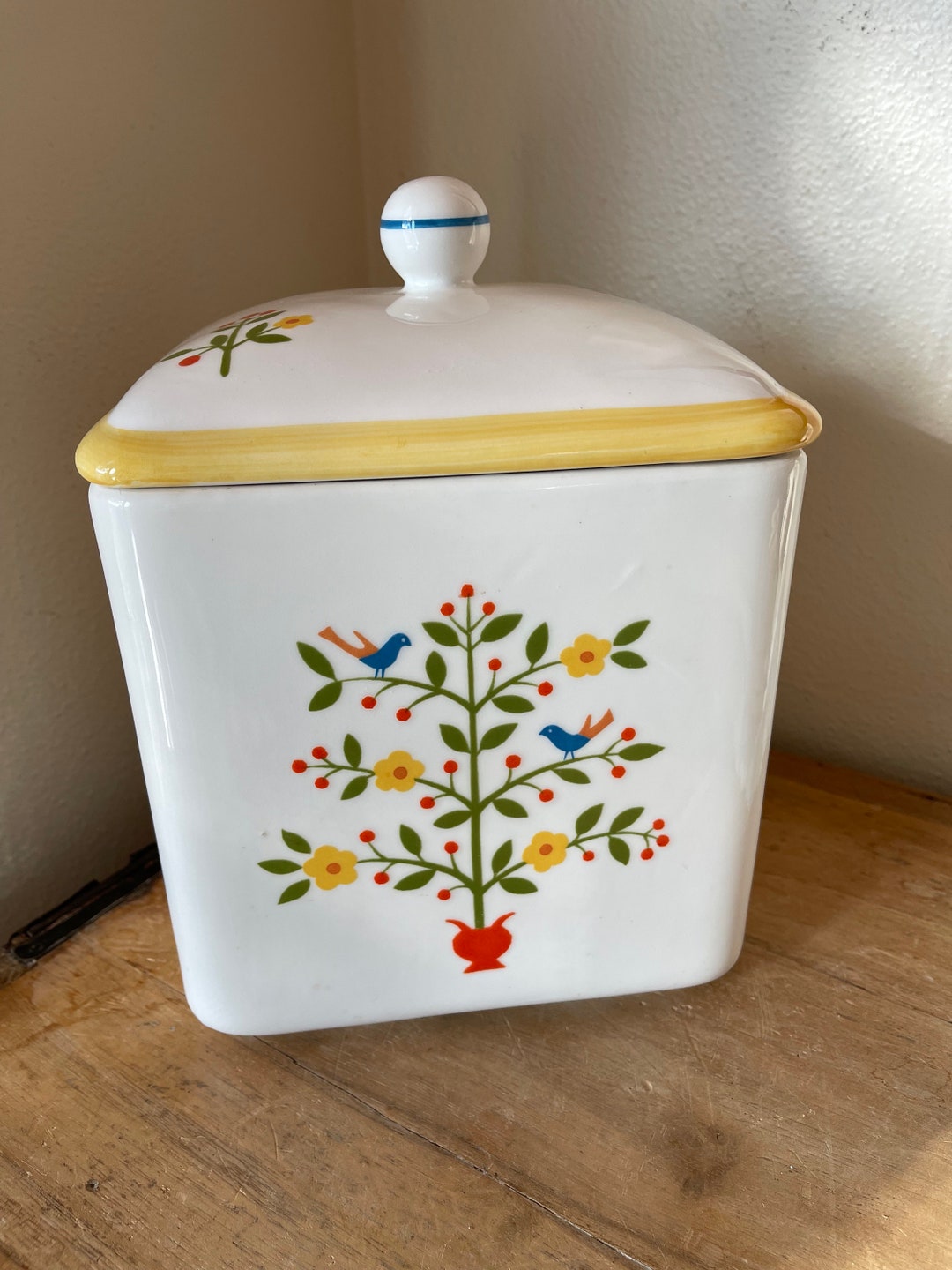 Vintage MCM Mid Century Ceramic Canister With Lid | Scandinavian Bird ...
