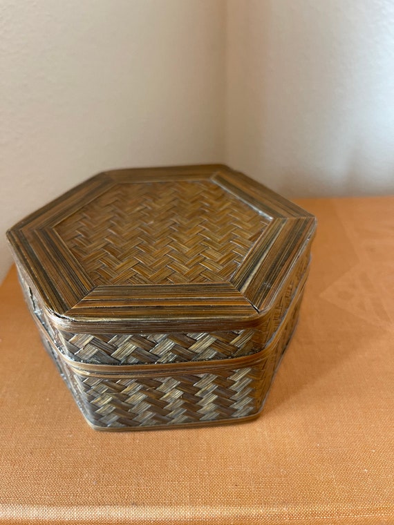 Vintage Boho Handwoven Rattan Box | Small - Gem