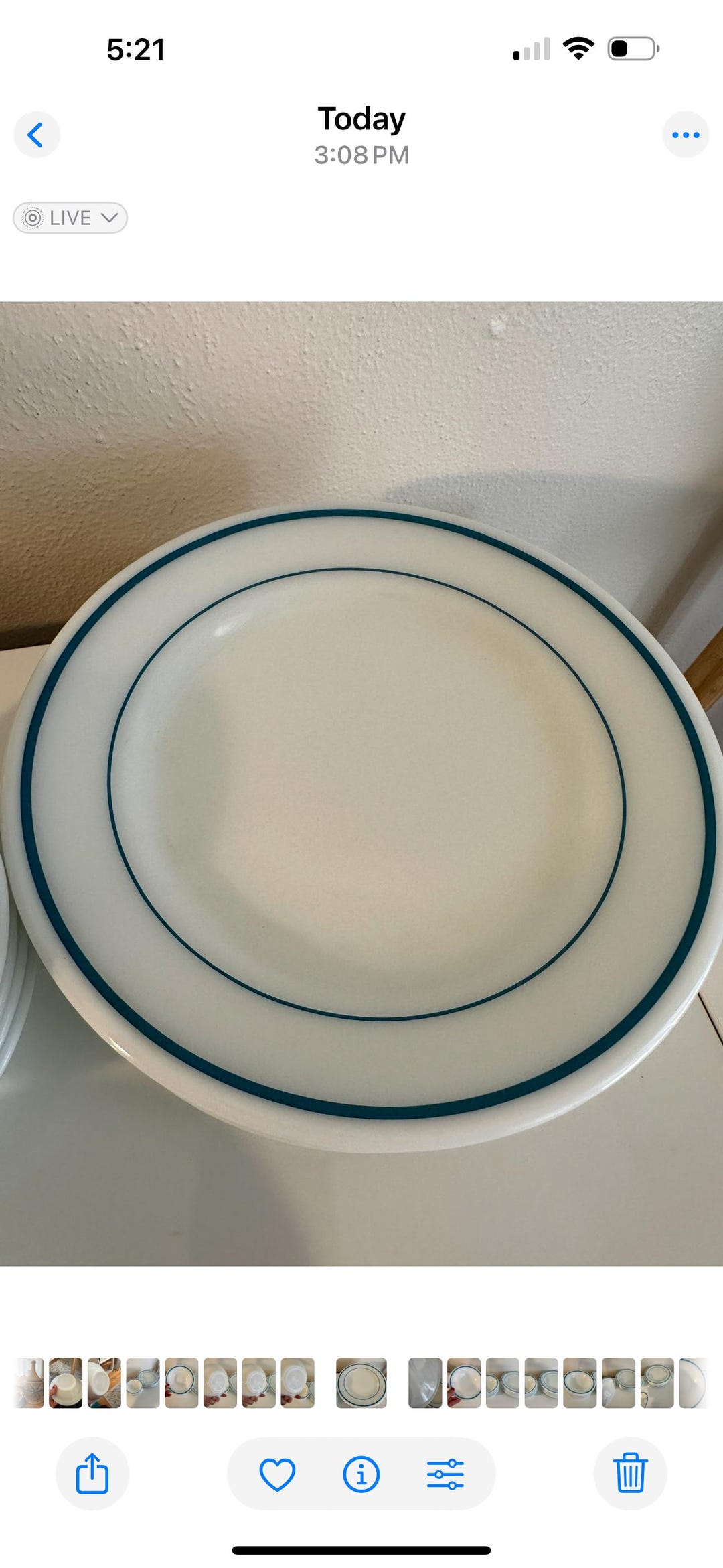 Vintage Pyrex Dinner Plates: White Milk Glass With Teal Stripe - Set of ...
