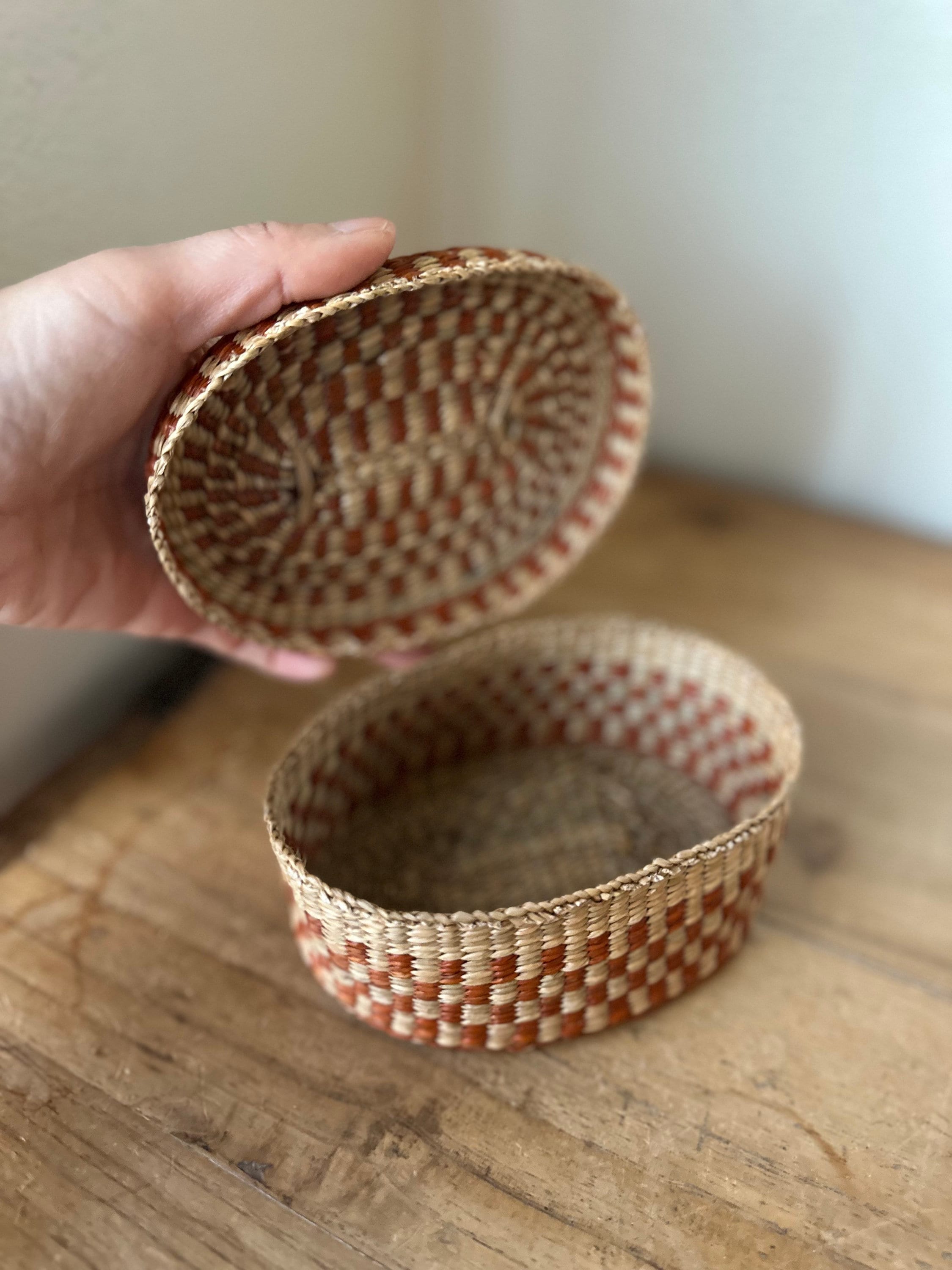 Vintage Handmade Sweet Grass Basket With Lid Small Size - Etsy