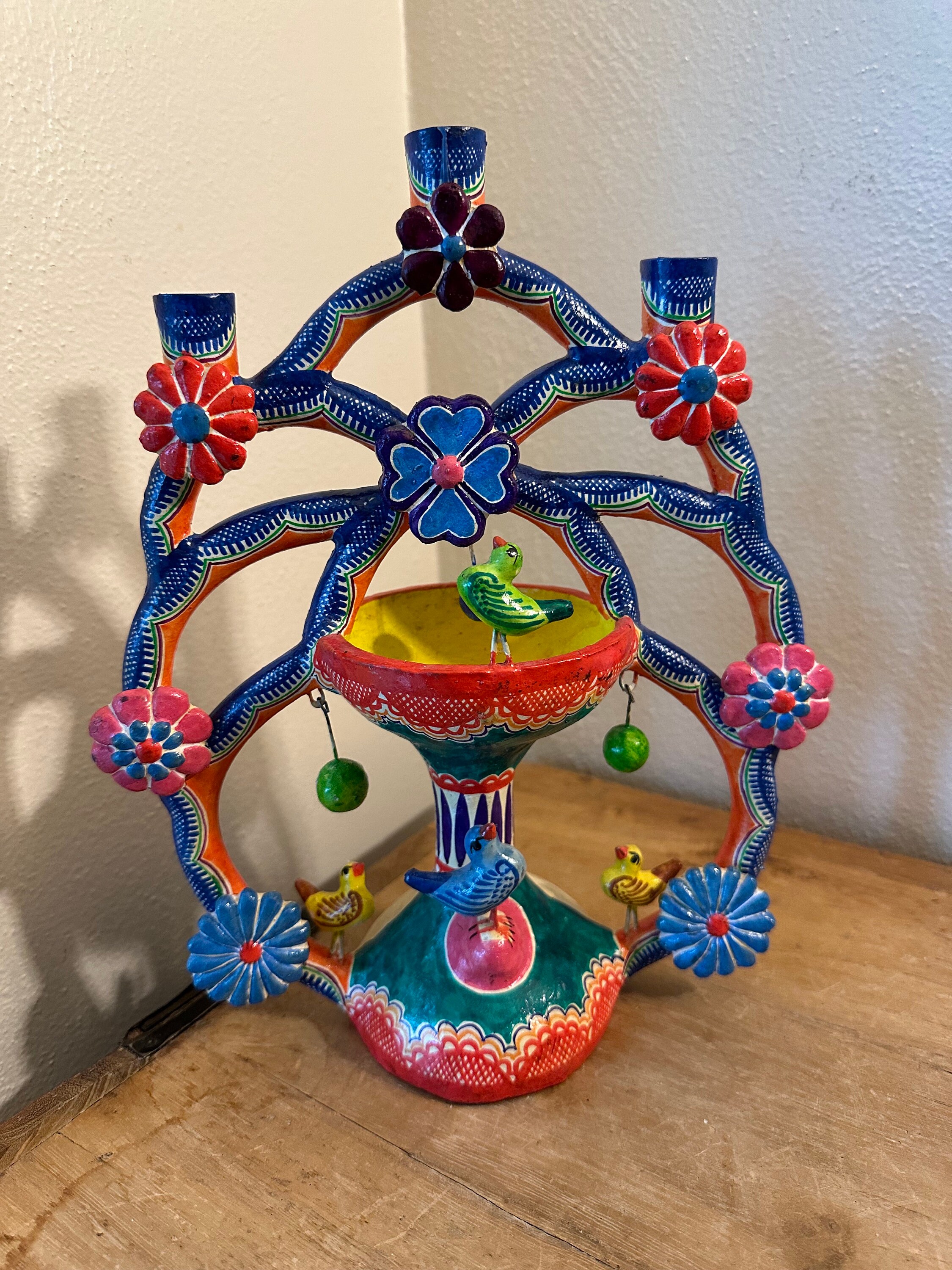 Vintage Mexican Tree of Life Hand Painted Pottery Candle - Etsy