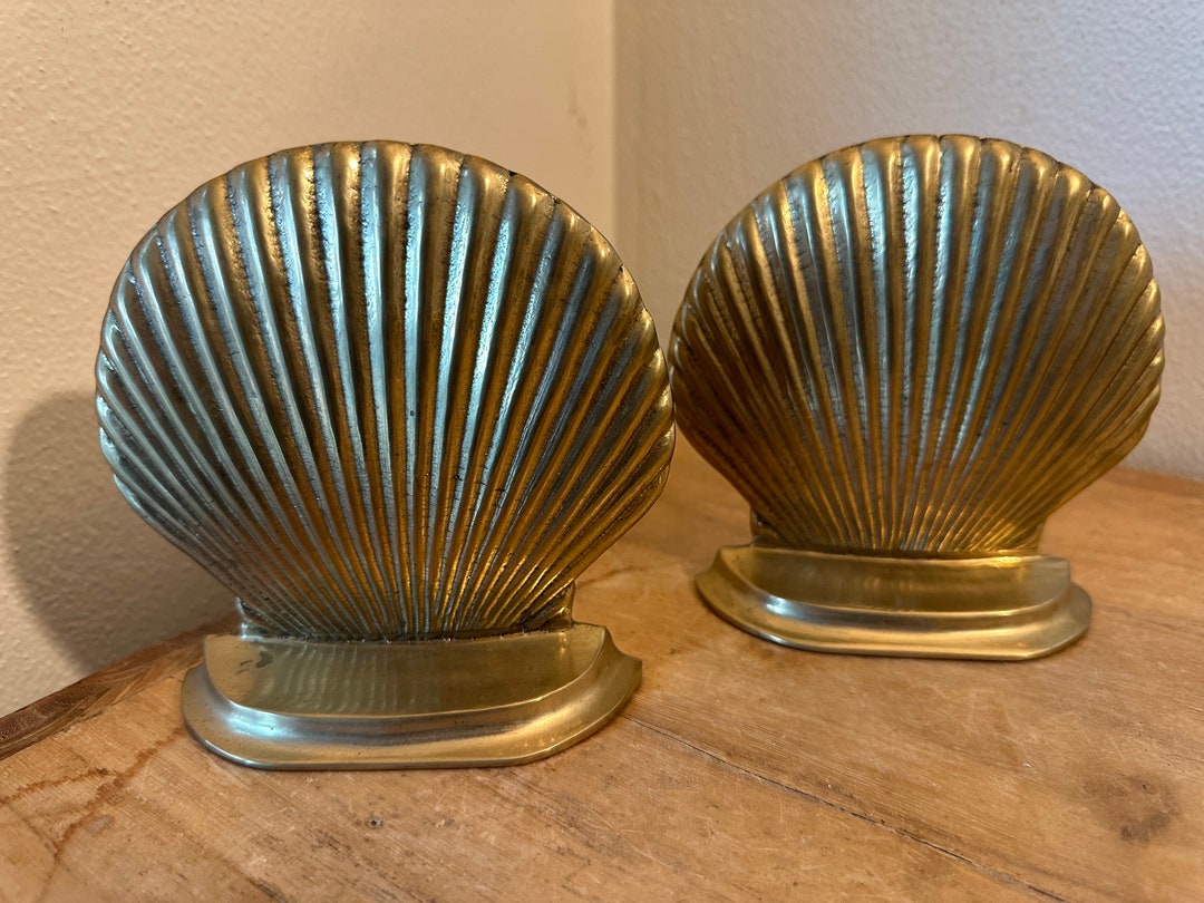 Vintage Brass Shell Book Ends - Etsy