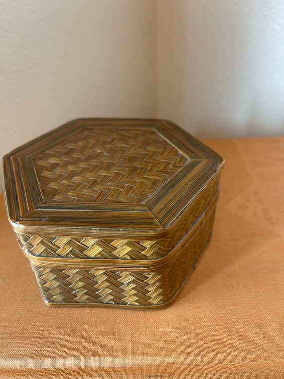 Vintage Boho Handwoven Rattan Box | Small - Gem