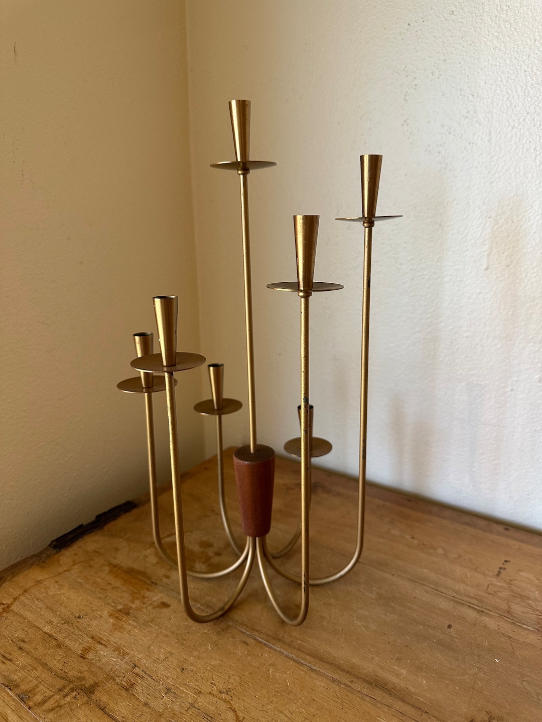 Vintage MCM Mid Century Brass Gunner Ystad Round Brass Candellabra ...