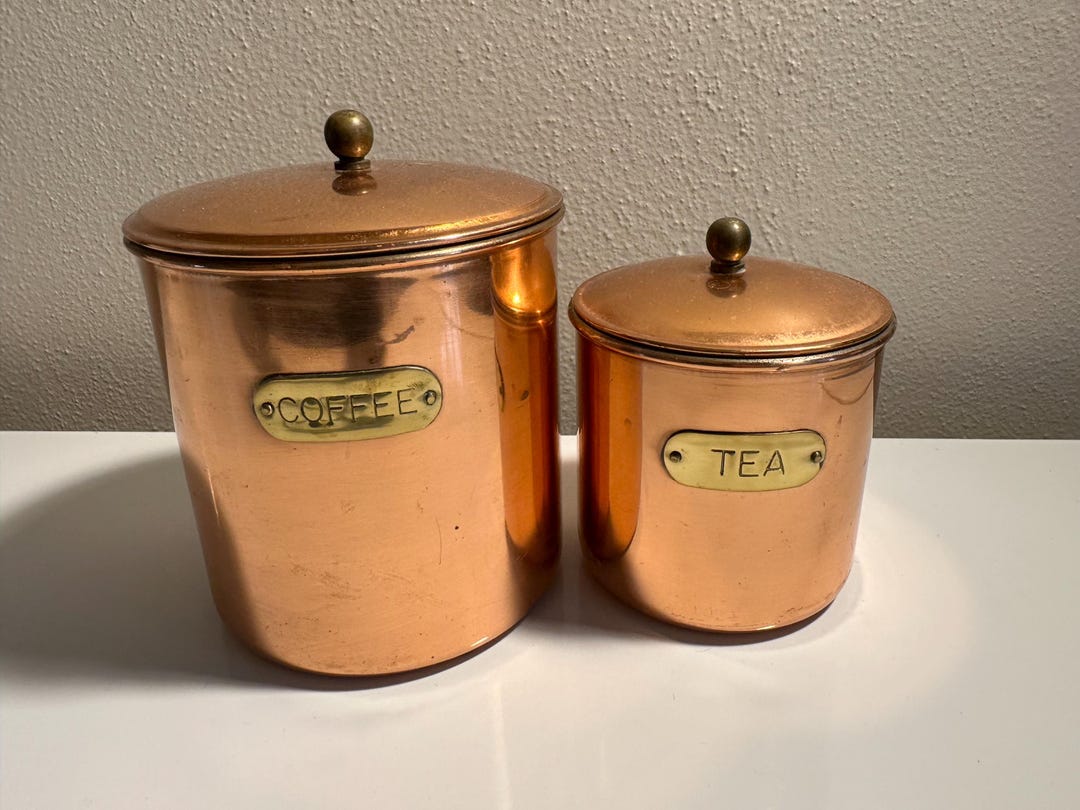 Vintage Copper & Brass Canisters With Lid | Coffee and Tea Set of 2 ...
