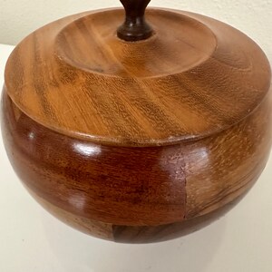 Vintage MCM 1960s Handmade Round Wood Lidded Bowl Marquetry Segmented ...