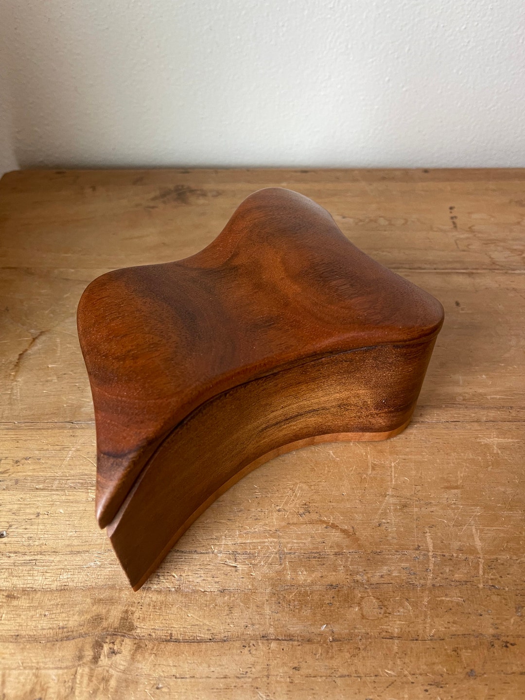 Vintage Hand Carved Wood Box Walnut Maple MCM Mid Century Style - Etsy