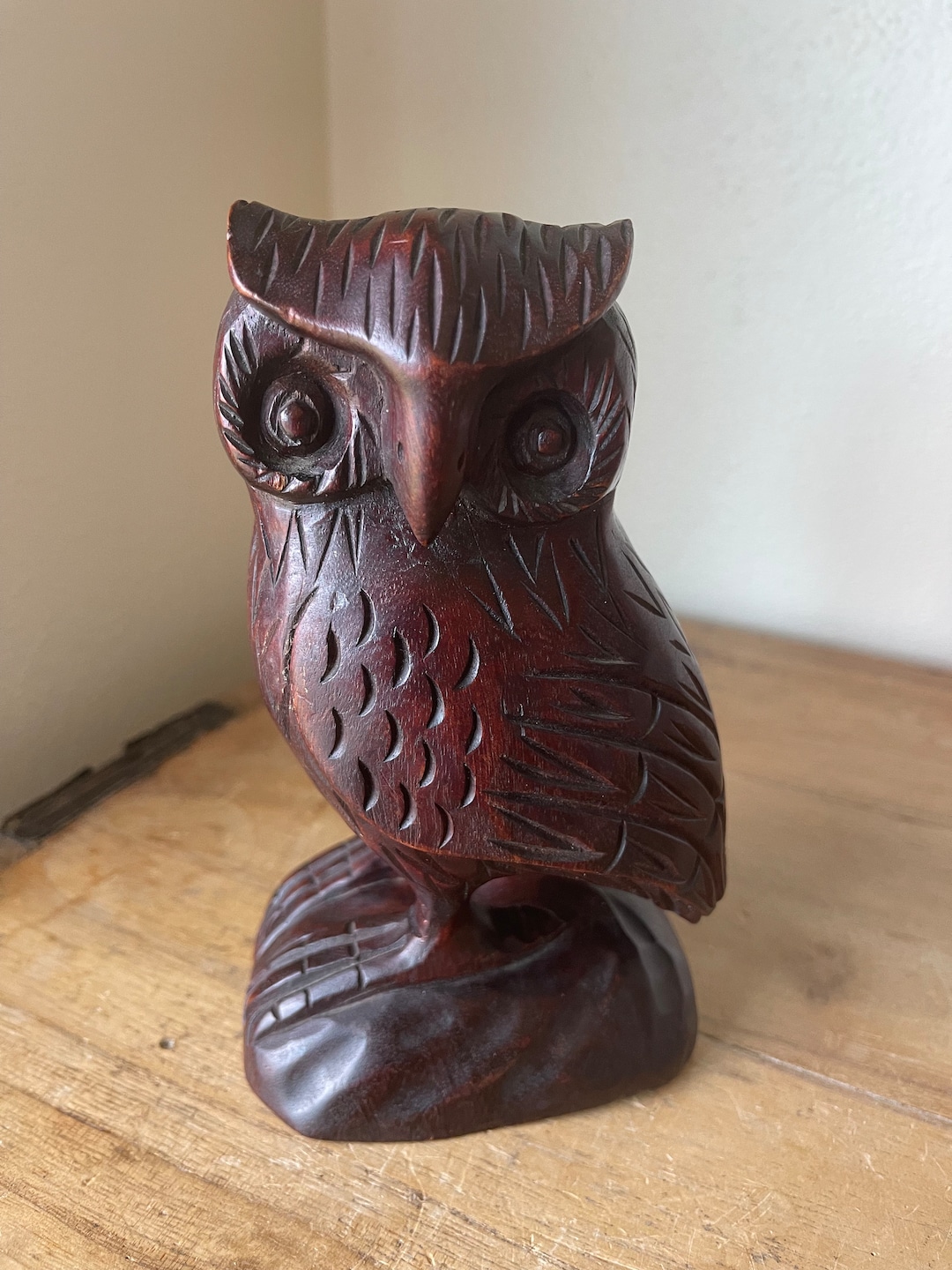 Vintage MCM Mid Century Wood Owl Figurine - Etsy