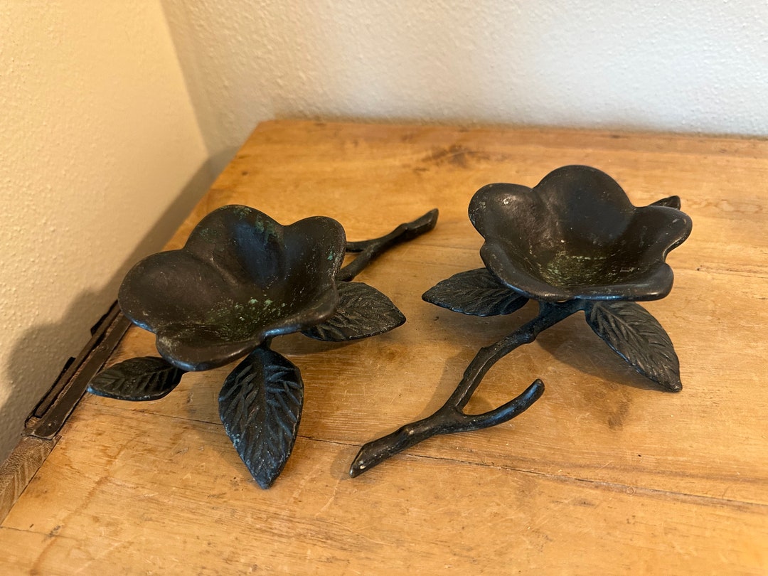 Vintage Cast Iron Decorative Floral Accent Decor Piece | 2pcs - Etsy