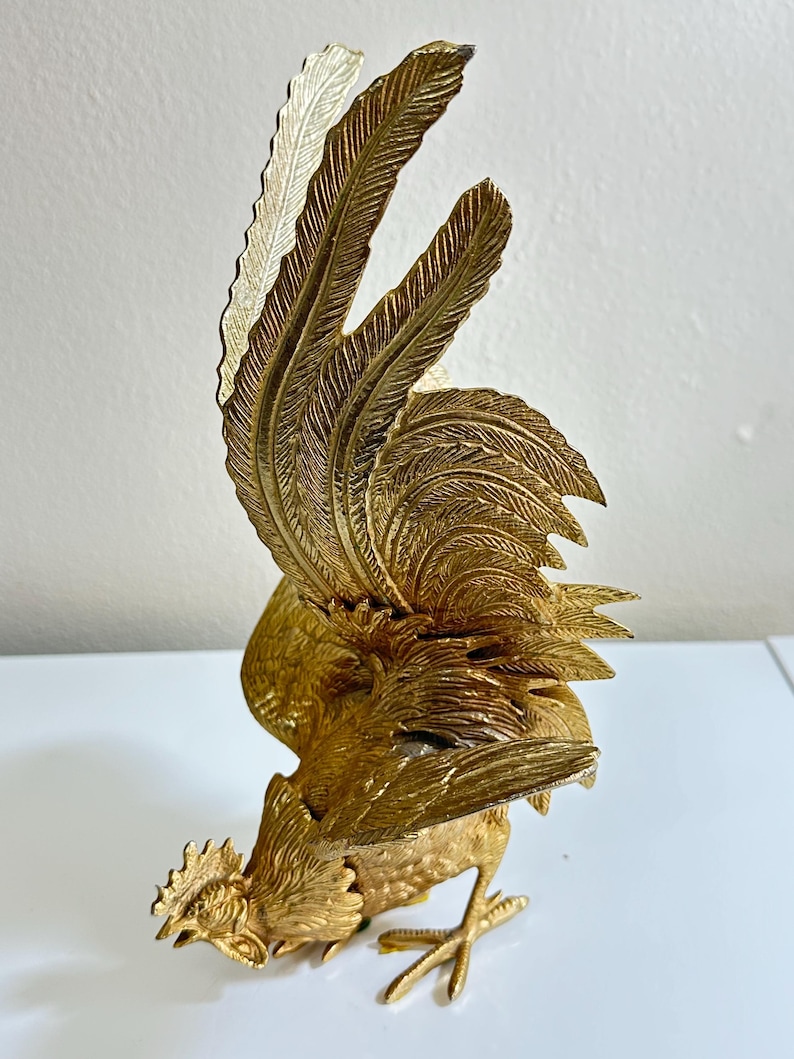 Vintage MCM Mid-century Solid Brass Fighting Rooster - Etsy
