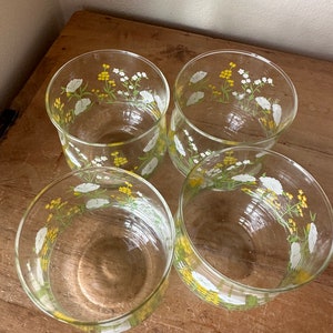Vintage Luminarc Wildflower Printed Juice or Water Glasses | Set of 4 ...