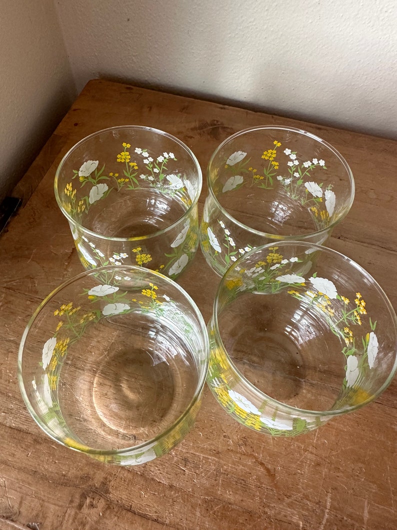 Vintage Luminarc Wildflower Printed Juice or Water Glasses Set of 4 - Etsy