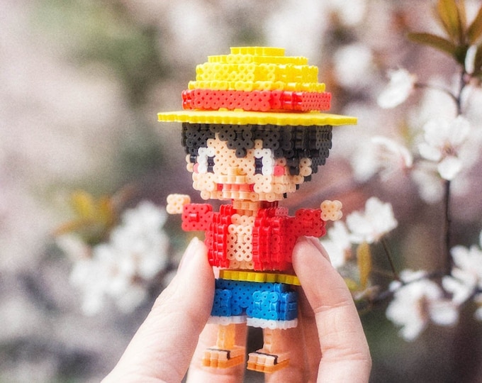 One Piece Luffy 3D Perler Bead Pattern Tutorial - Etsy
