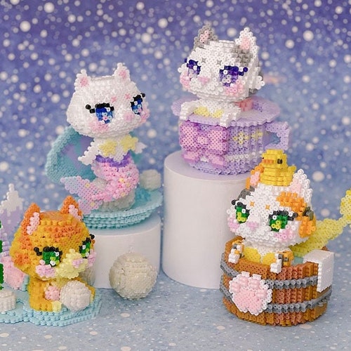 DIY Fortune Cat 3D Perler Bead Pattern Tutorial - Etsy