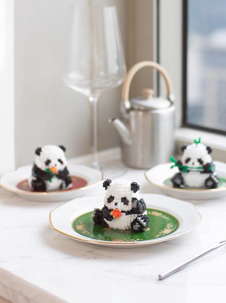 Set of 3 Panda 3D Perler Bead Pattern Tutorial - Etsy