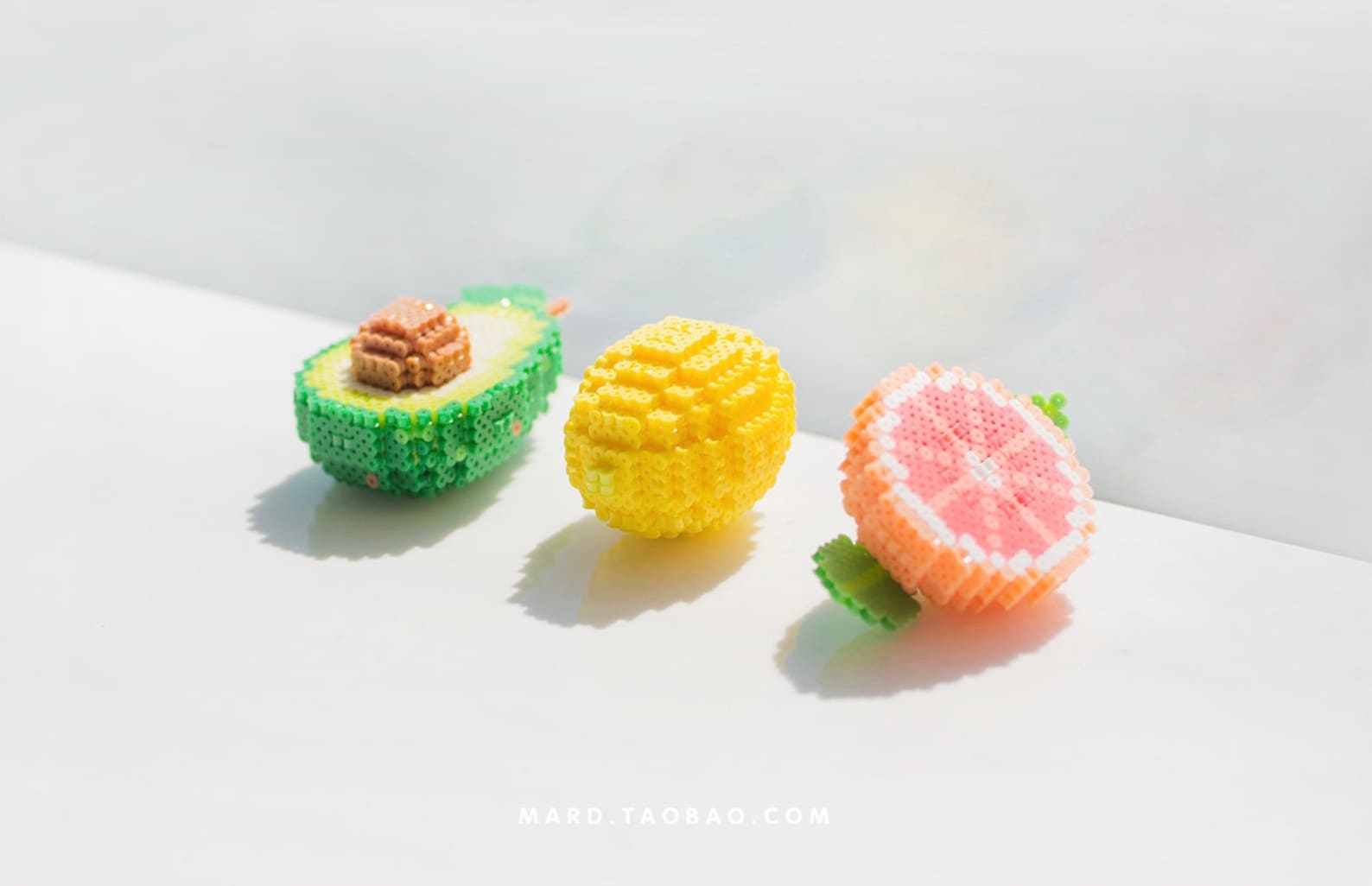 Set of 3 Fruits Avocado Lemon Grapefruit 3D Perler Bead | Etsy