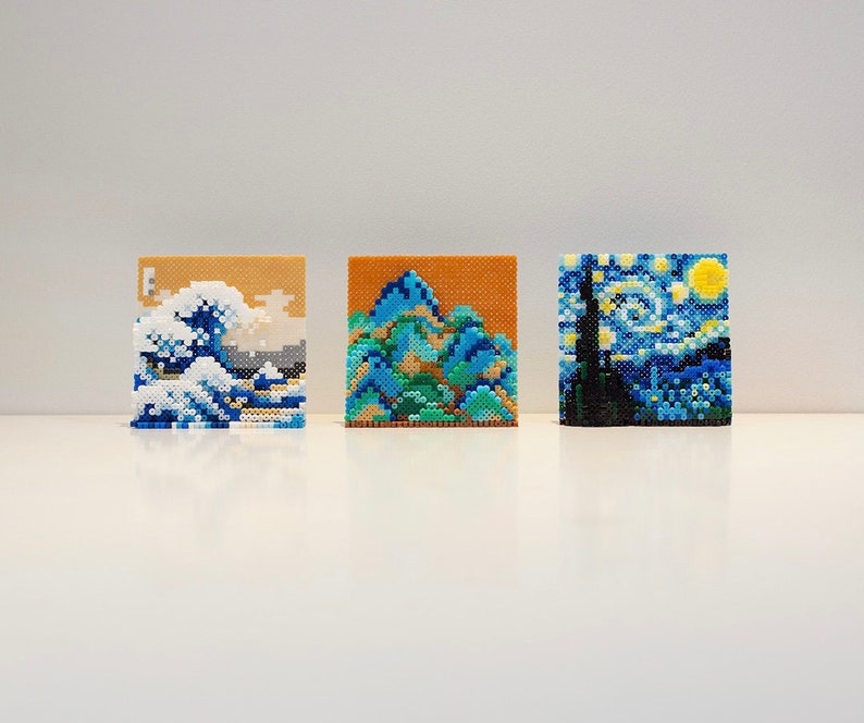 Set of 3 Famous Paintings 3D Perler Bead Pattern Tutorial - Etsy