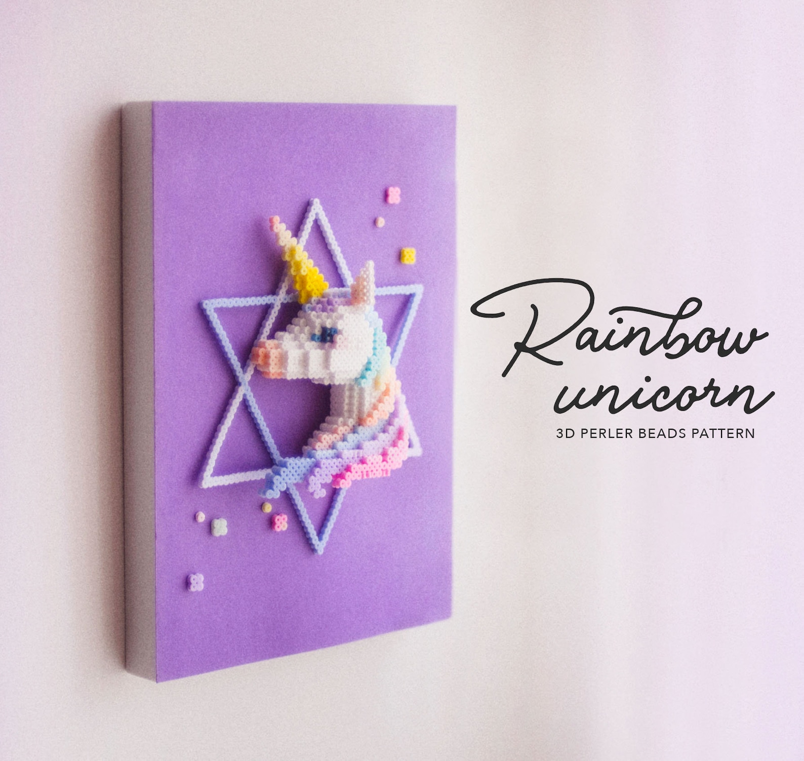 DIY Rainbow Unicorn 3D Perler Bead Pattern Tutorial - Etsy