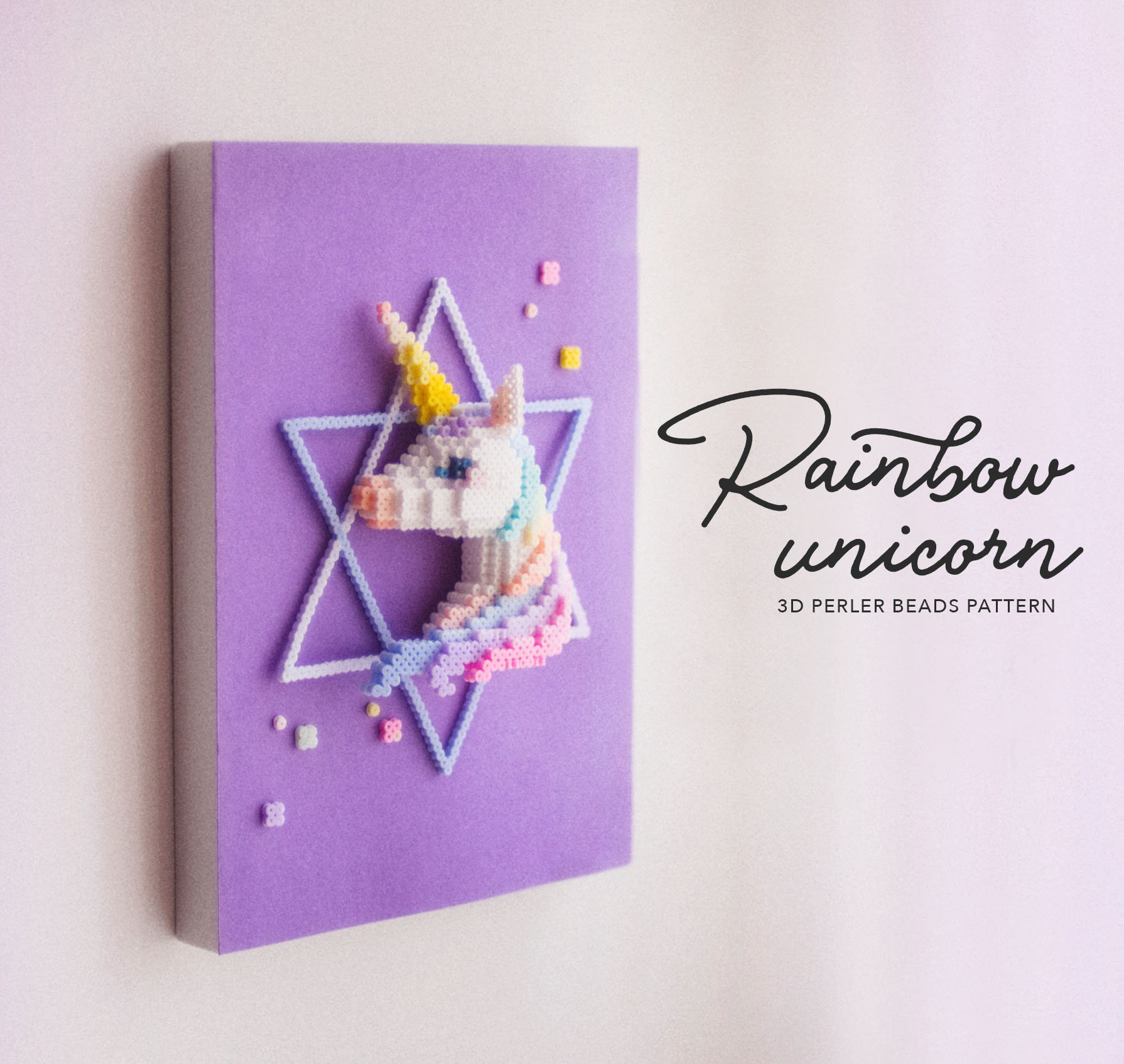 DIY Rainbow Unicorn 3D Perler Bead Pattern Tutorial - Etsy